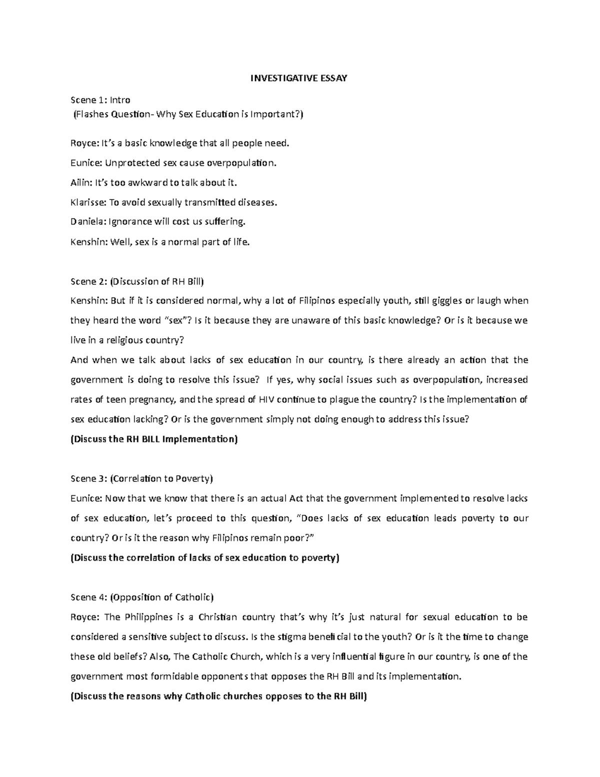 Investigative Video Final Script WITH Guidelines - INVESTIGATIVE ESSAY ...