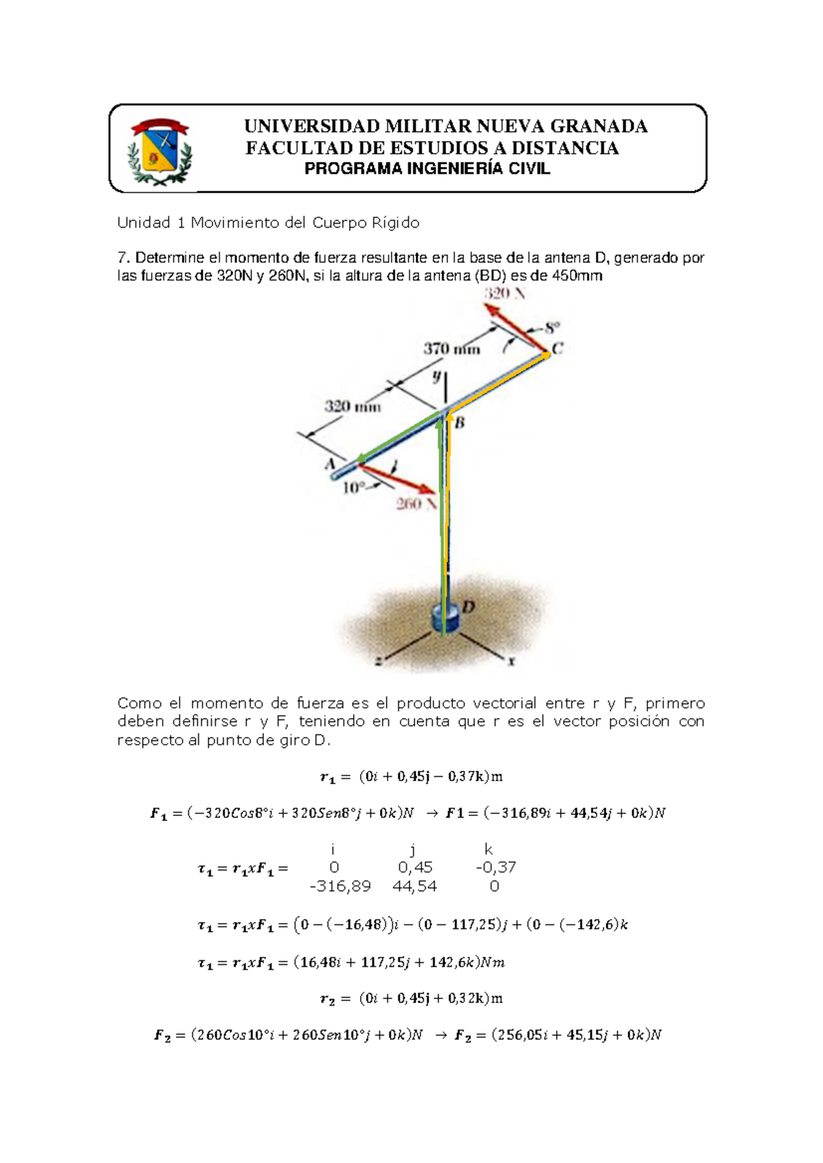 Ejercicios Solucionados Taller 1 Calor y Ondas 2023-2 - Unidad 1 Movimiento del Cuerpo Rígido ...