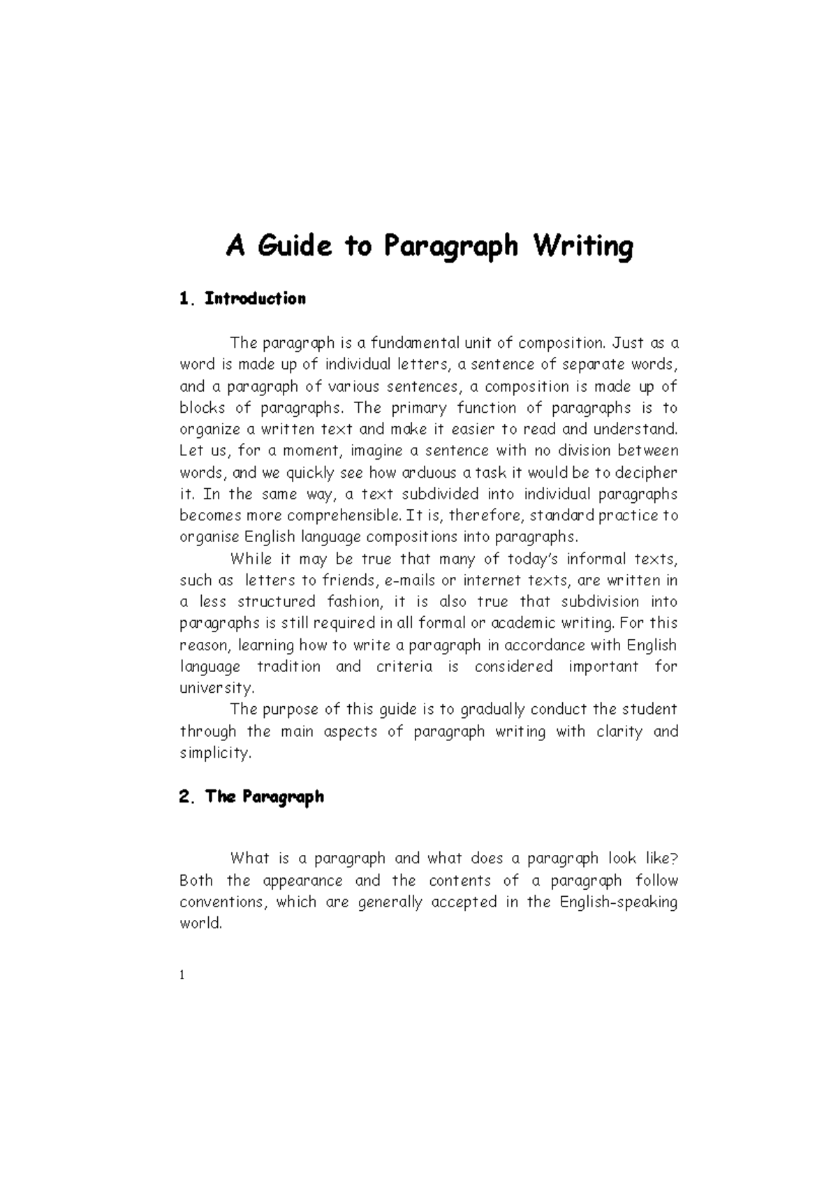 A guide to paragraph writing-dispensa - A Guide to Paragraph Writing 1 ...