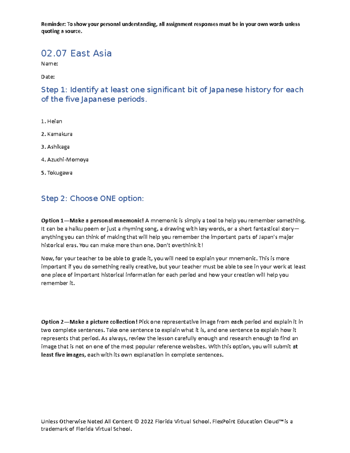 East asia wh yourname - assignment on east asia - Reminder: To show ...