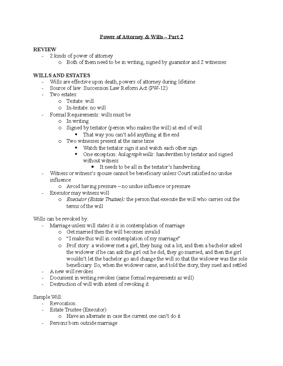 Power of Attorney and Wills Law - Power of Attorney & Wills – Part 2 ...