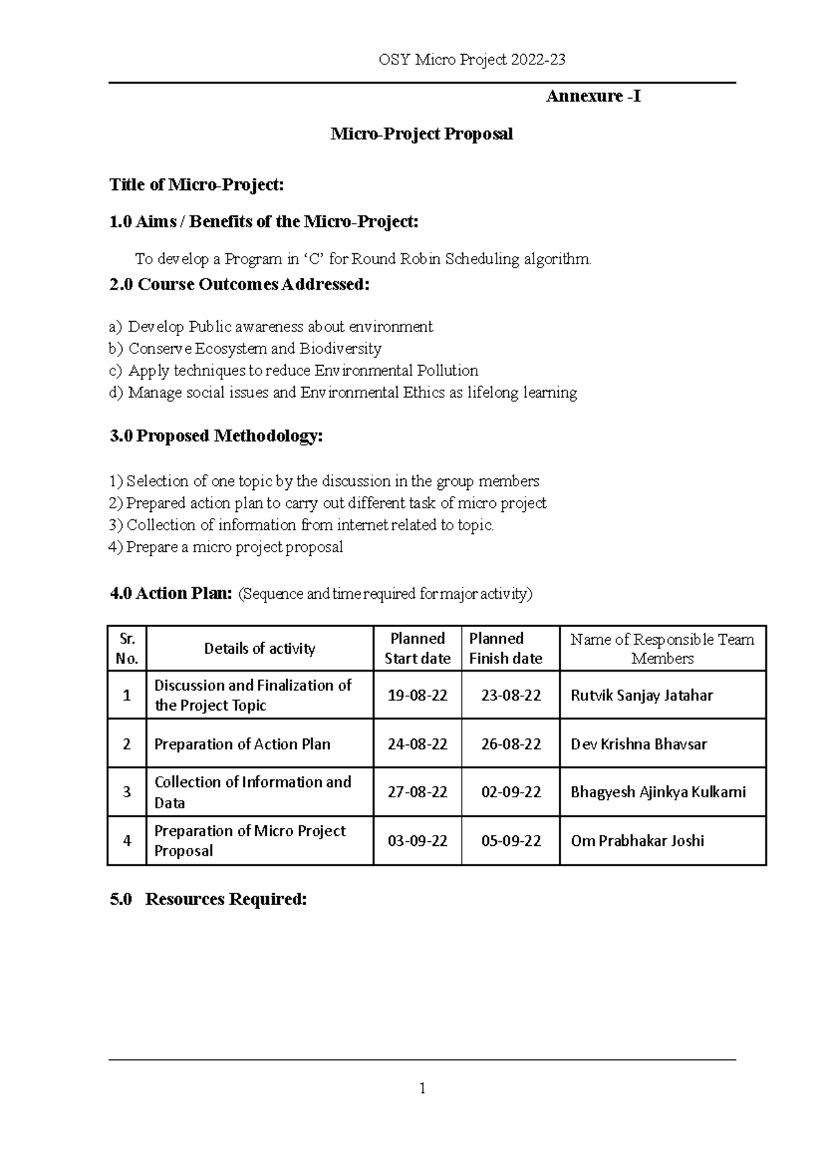 EST Format 2 - Annexure -I Micro-Project Proposal Title of Micro ...