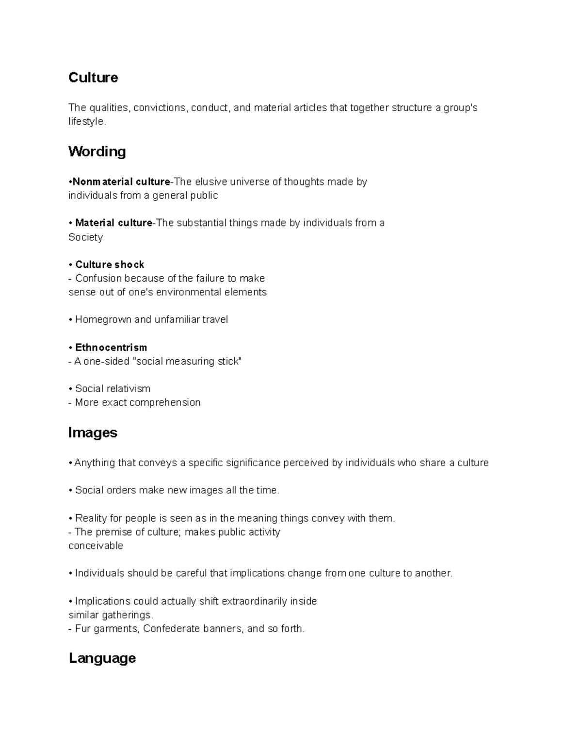 Culture Notes - The values, beliefs, behavior, and material objects ...