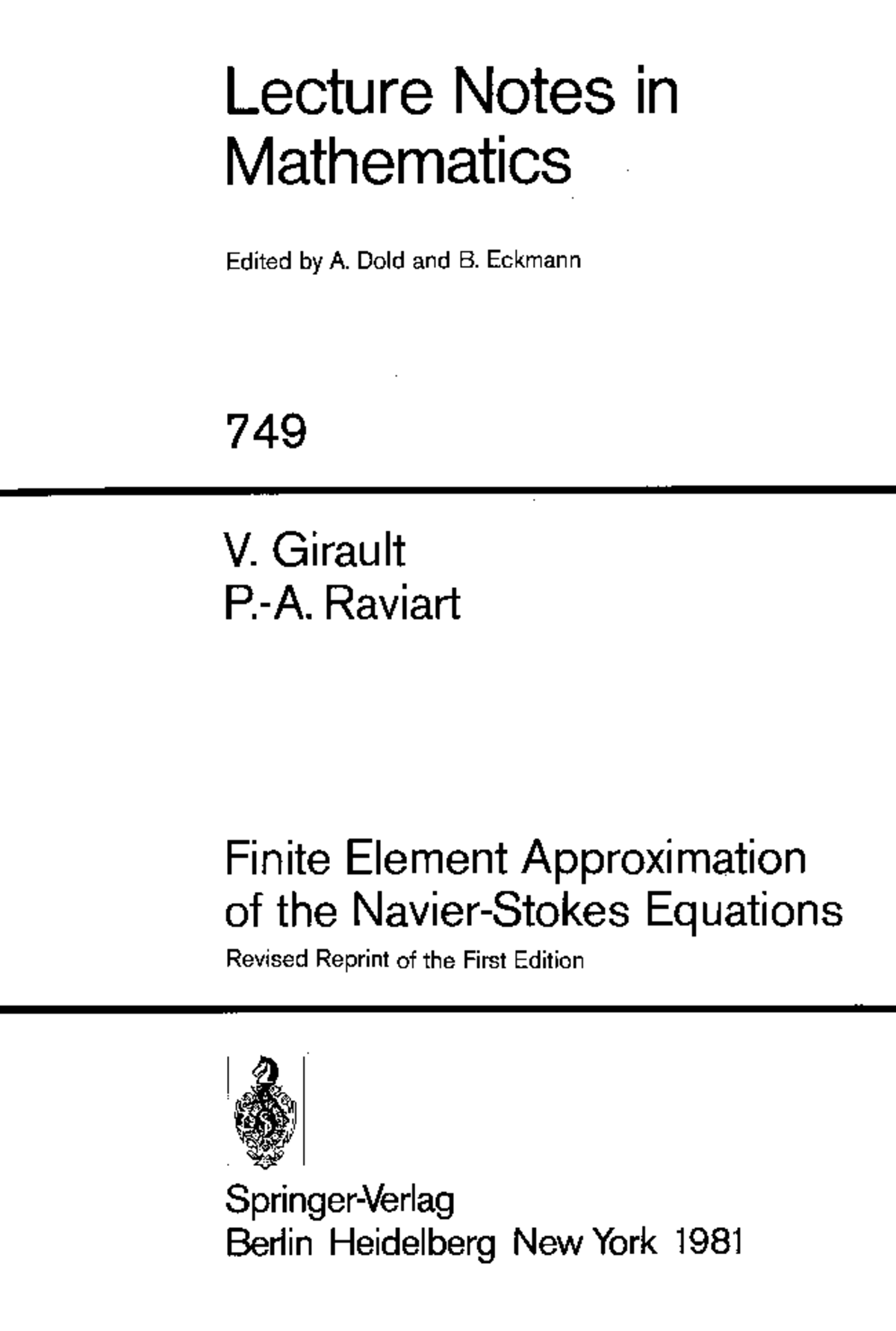 377806571 Lecture Notes in Mathematics 749 Vivette Girault Pierre ...