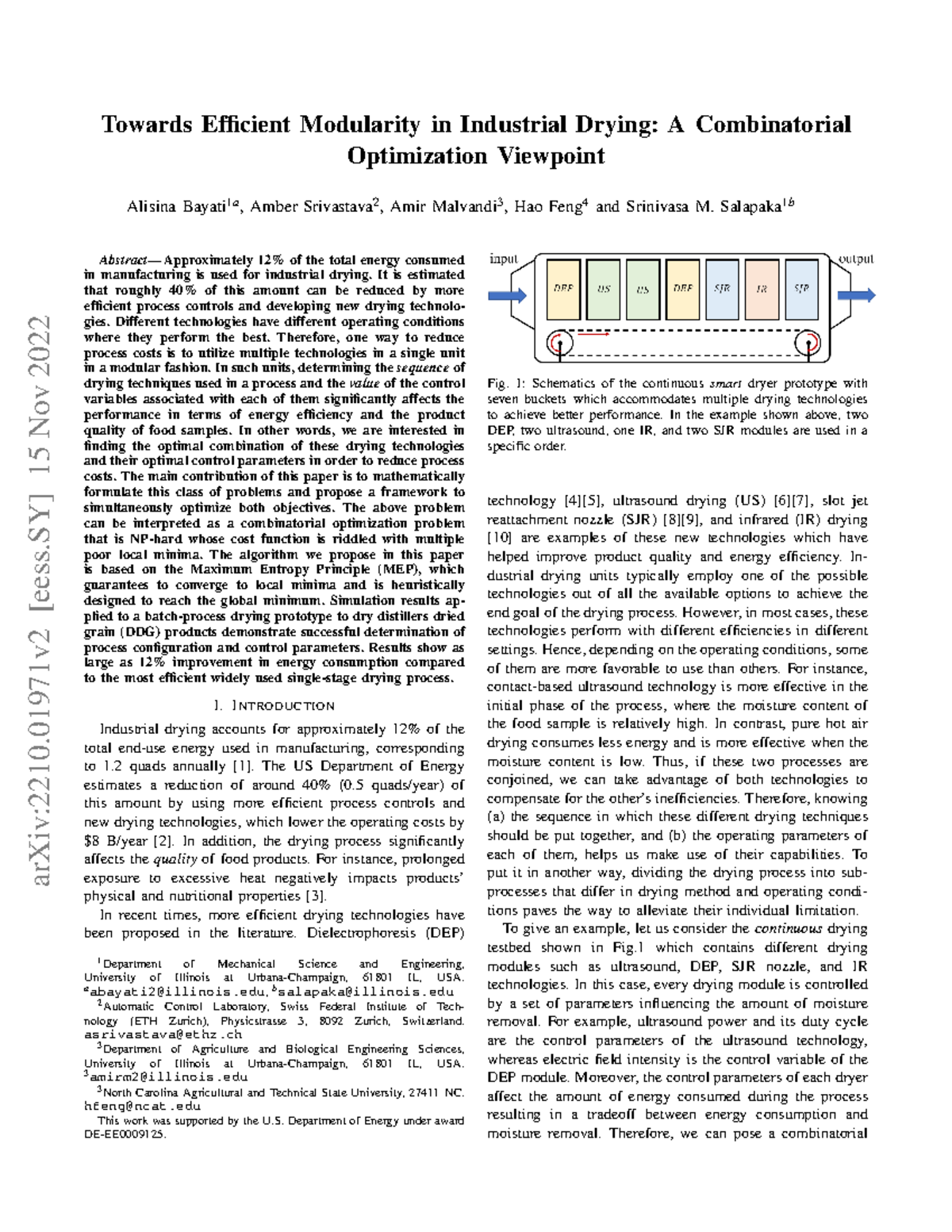 Towards Efficient Modularity in Industrial Drying - Salapaka 1 b Abstract— Approximately 12% of ...