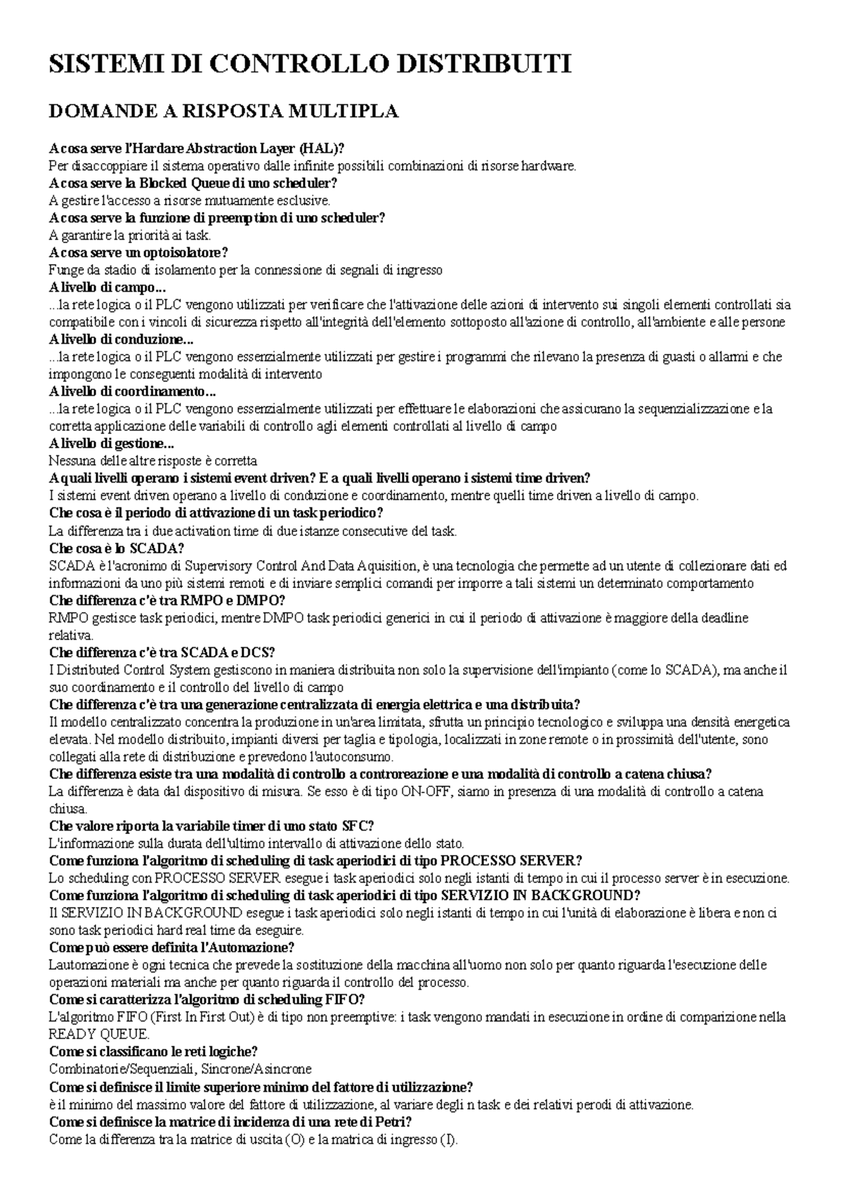 Sistemi di controllo distribuiti - SISTEMI DI CONTROLLO DISTRIBUITI ...