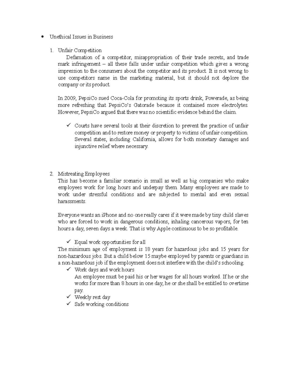 Unethical Business Practices - Unethical Issues in Business Unfair ...