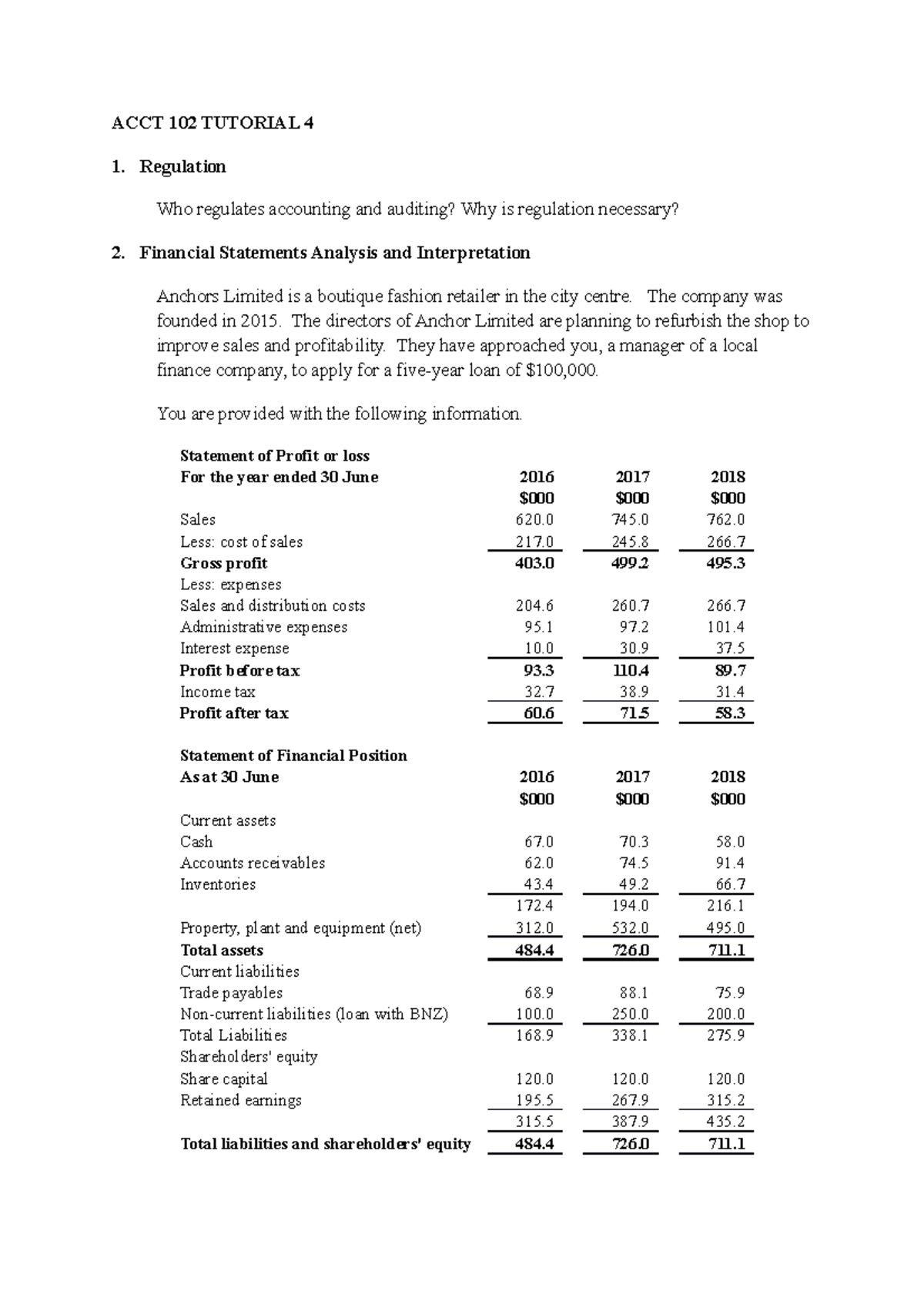 ACCT 102 Tutorial 4 - Questions + Some Answers - ACCT 102 TUTORIAL 4 1 ...
