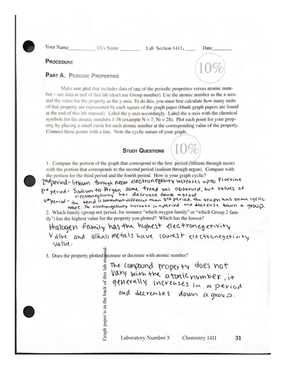 Electronegativity - Electronegativity Lab Report - CHEM 1308 - Studocu