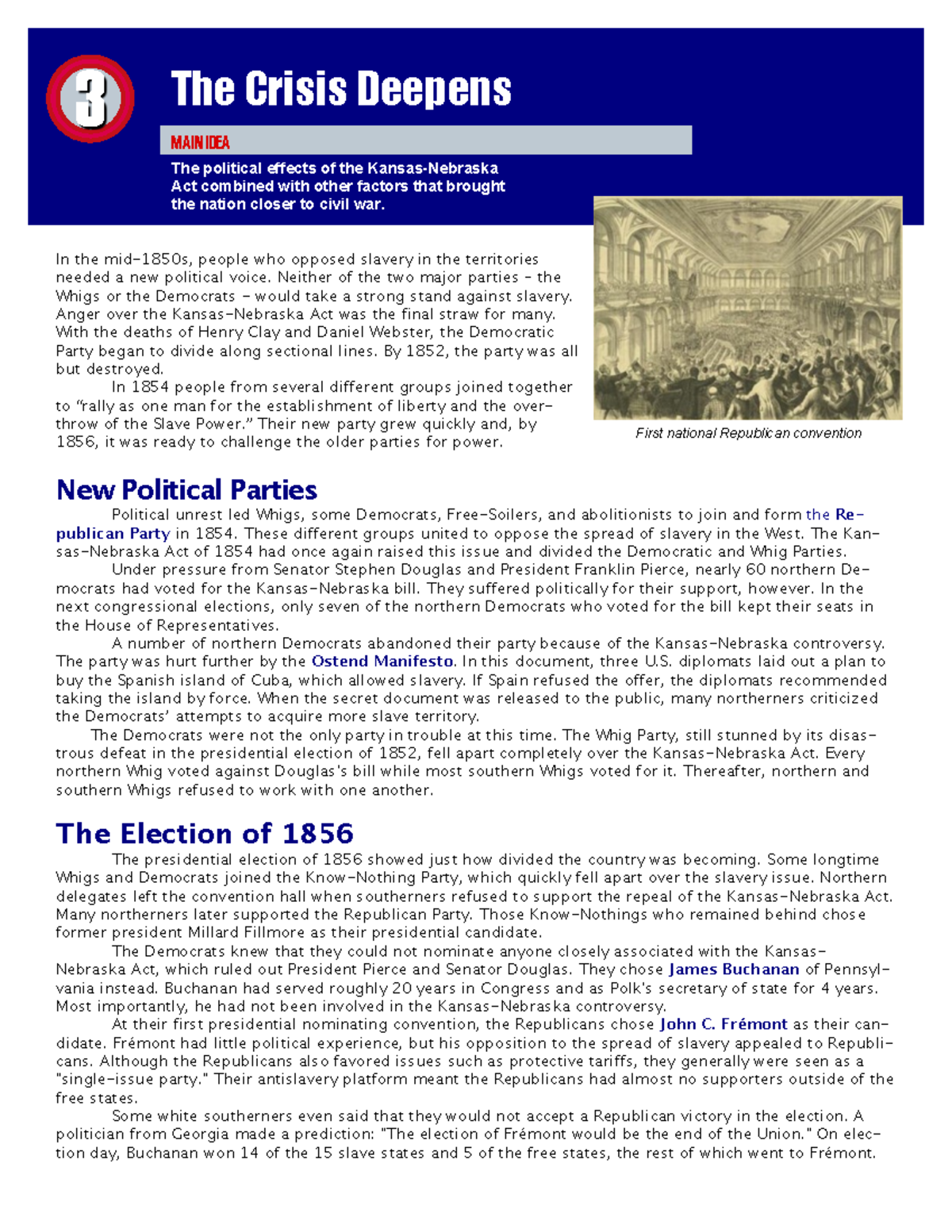 Americas History - The Crisis Deepens - In the mid-1850s, people who ...