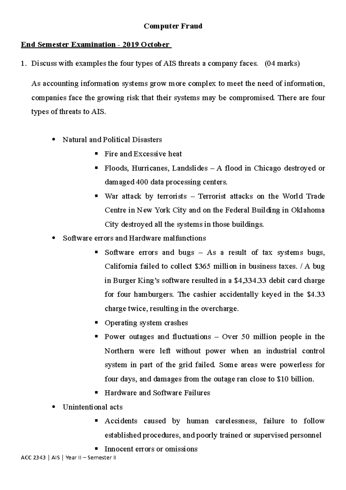 Computer Fraud - Questions - Computer Fraud End Semester Examination ...