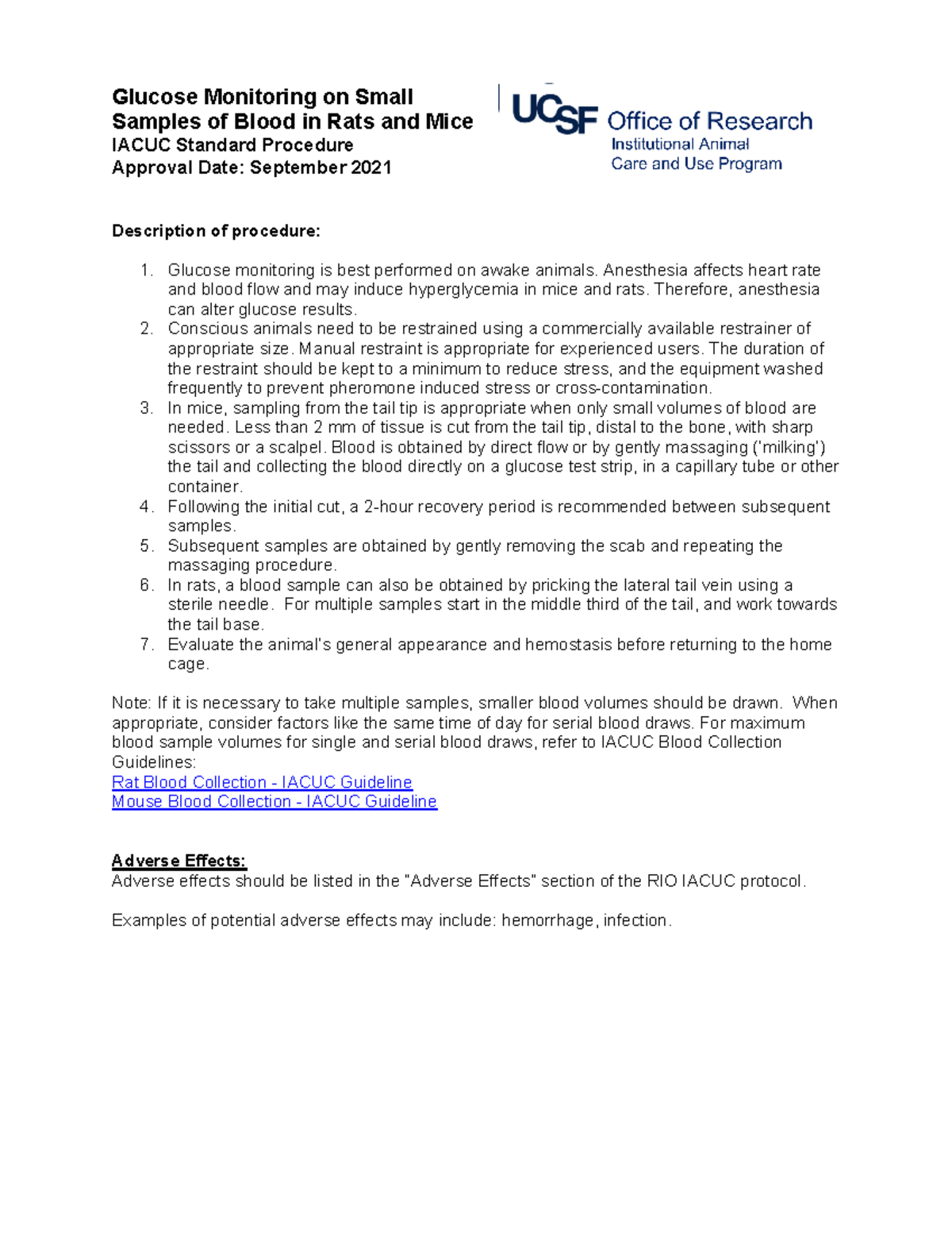 STD Procedure - Misc Rodent Procedures - Glucose Monitoring on Small ...