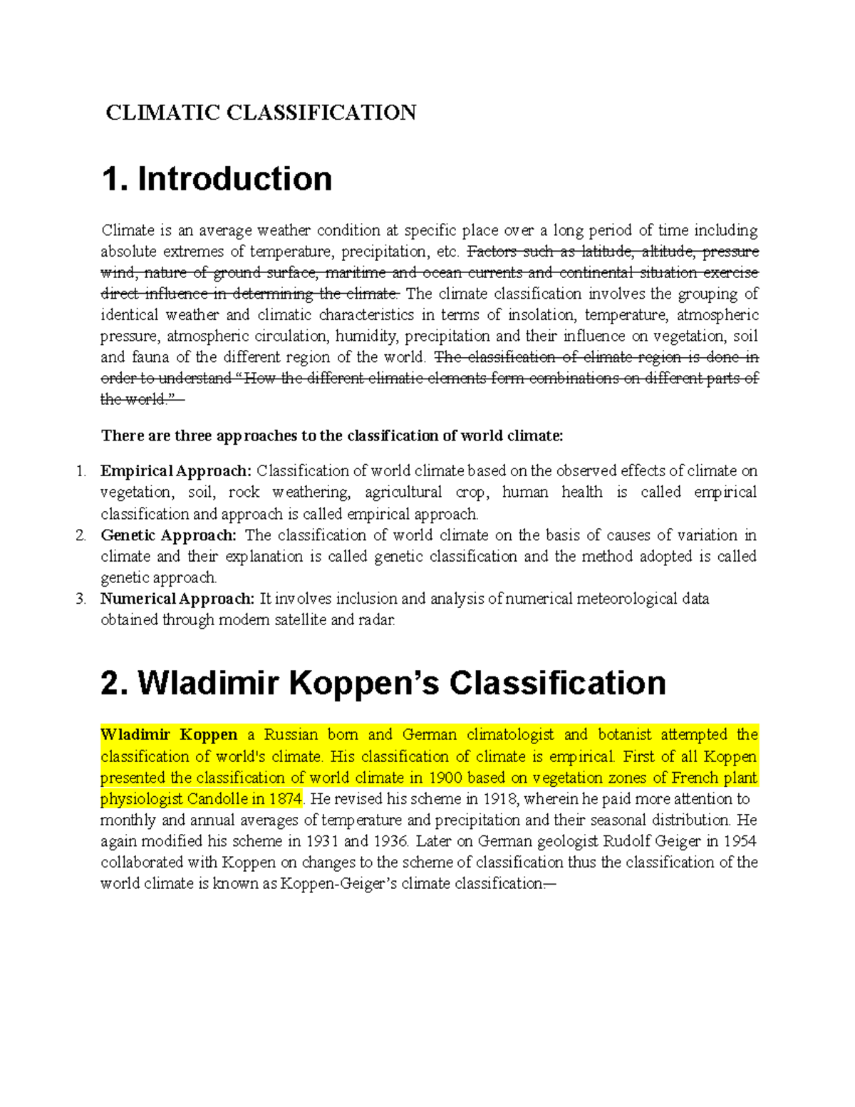 Climatic Classification lecture - CLIMATIC CLASSIFICATION 1 ...