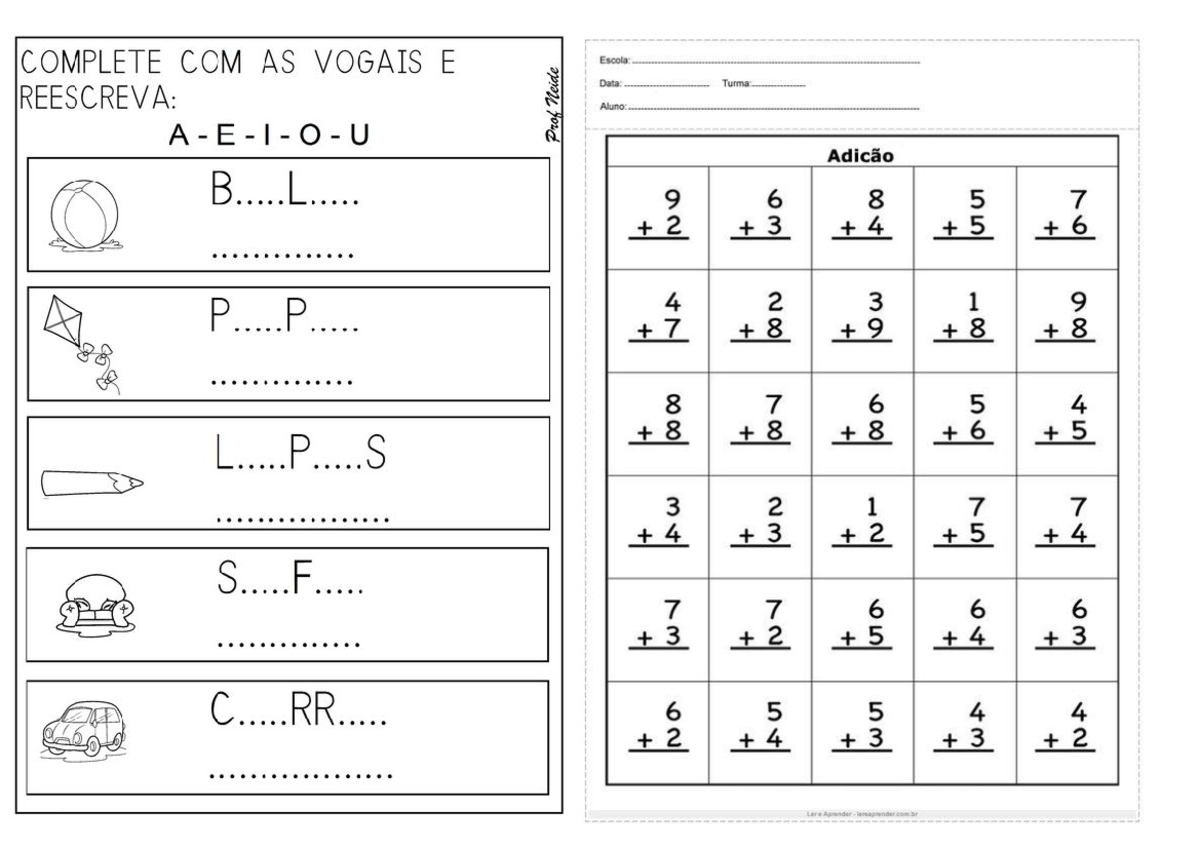 Letra L-1 - bvvv - Segurança do Trabalho - COMPLETE COM AS VOGAIS E ...