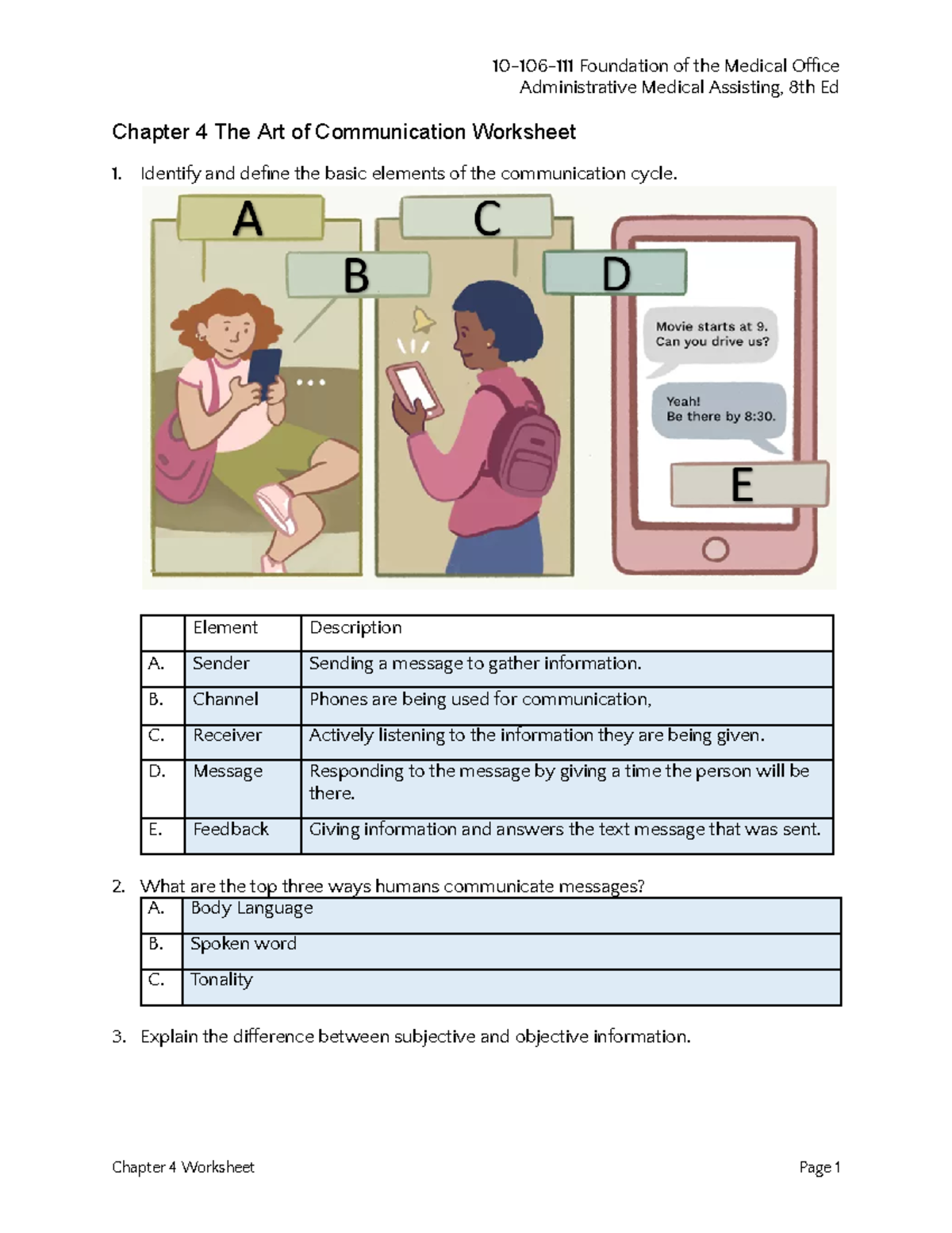 Chapter 4 Worksheet - Administrative Medical Assisting, 8th Ed Chapter ...