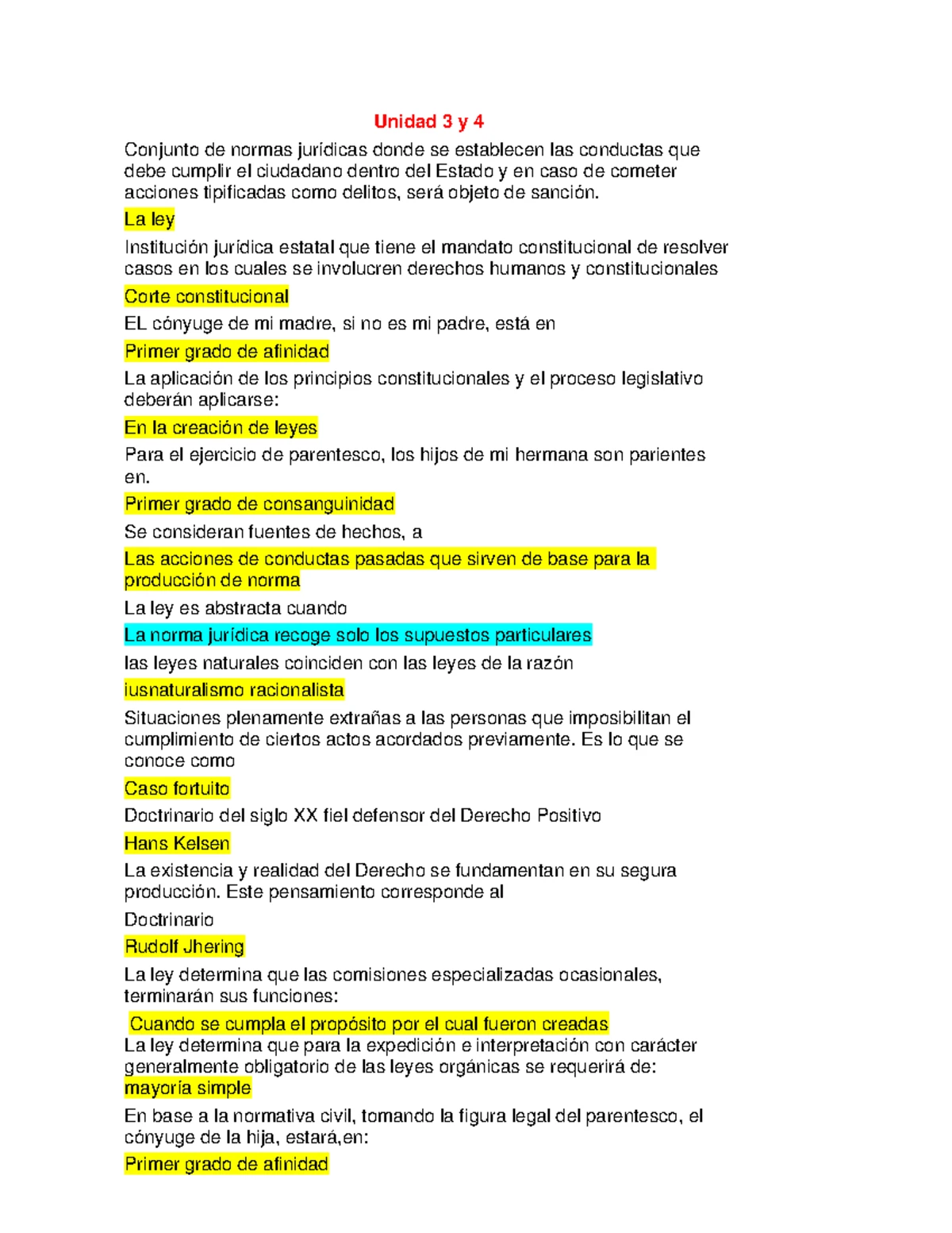 03 Cuestionario DE Introducción AL Derecho Parcial 2 - CUESTIONARIO DE INTRODUCCIÓN AL DERECHO ...