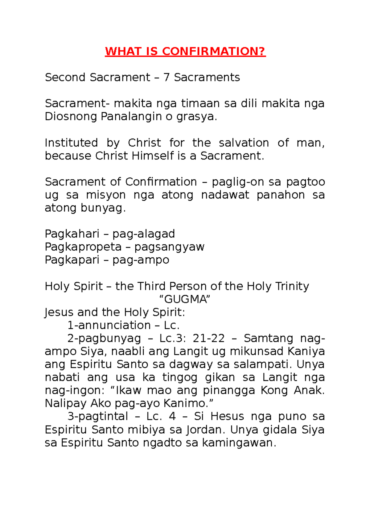 WHAT IS Confirmation - This will help in your study. - WHAT IS ...