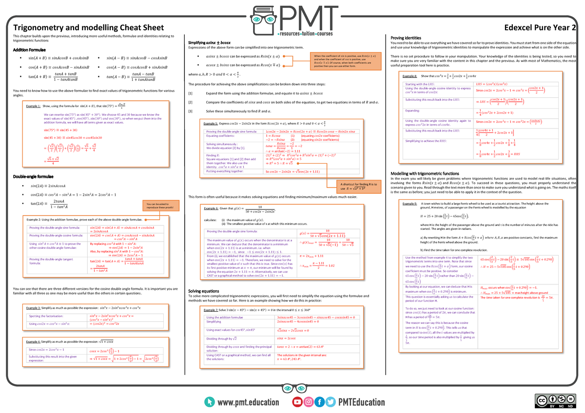 Ch.7 Trigonometry and Modelling - Expressions of the above form can be simplified into one - Studocu