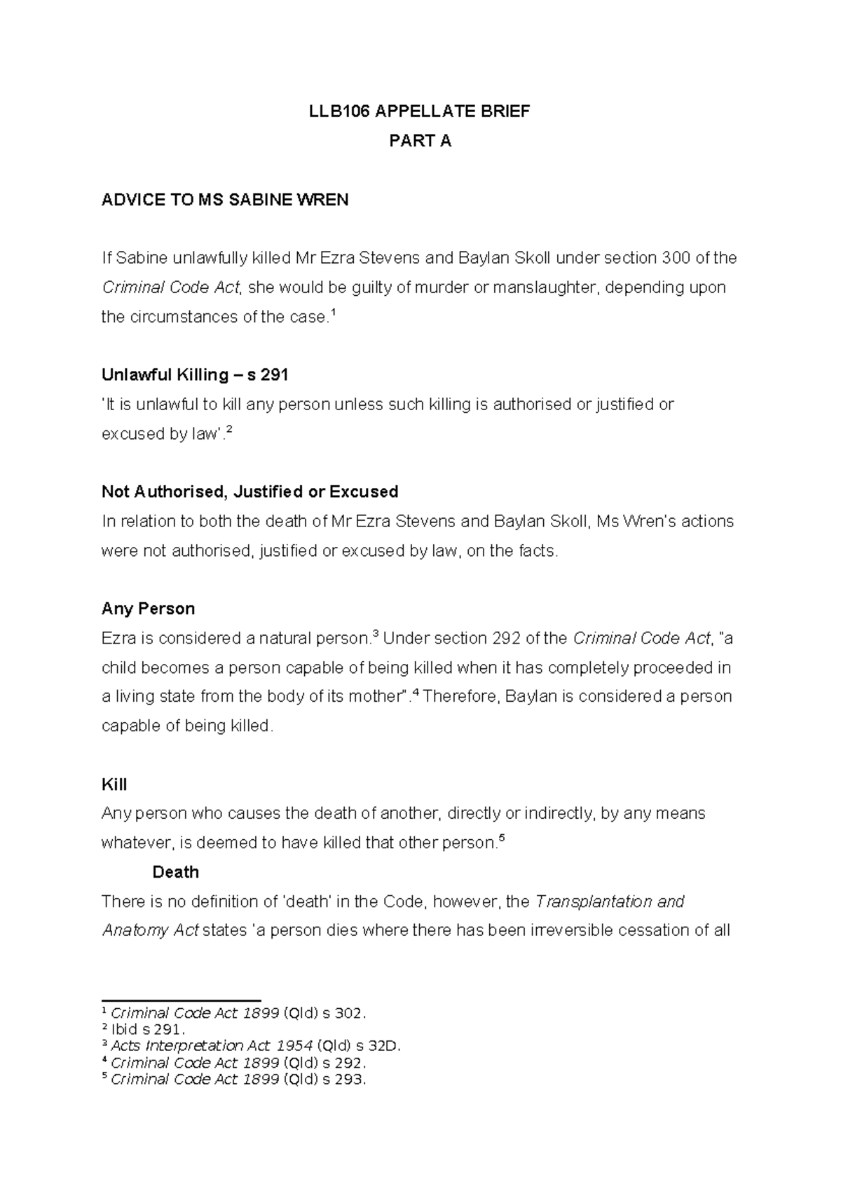 LLB106 Appellate Brief - LLB106 APPELLATE BRIEF PART A ADVICE TO MS ...