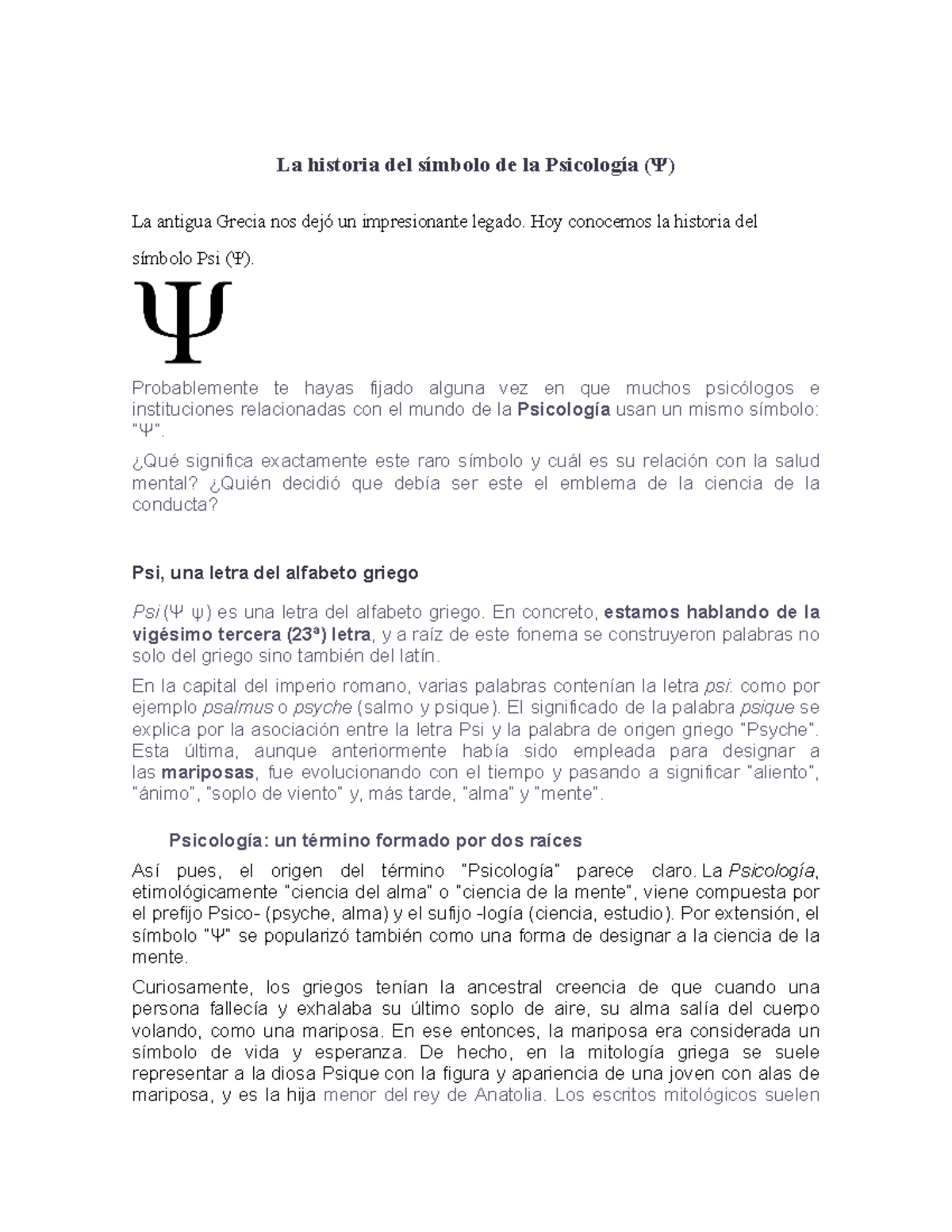 Simbolo Psi - La historia del símbolo de la Psicología (Ψ) La antigua ...