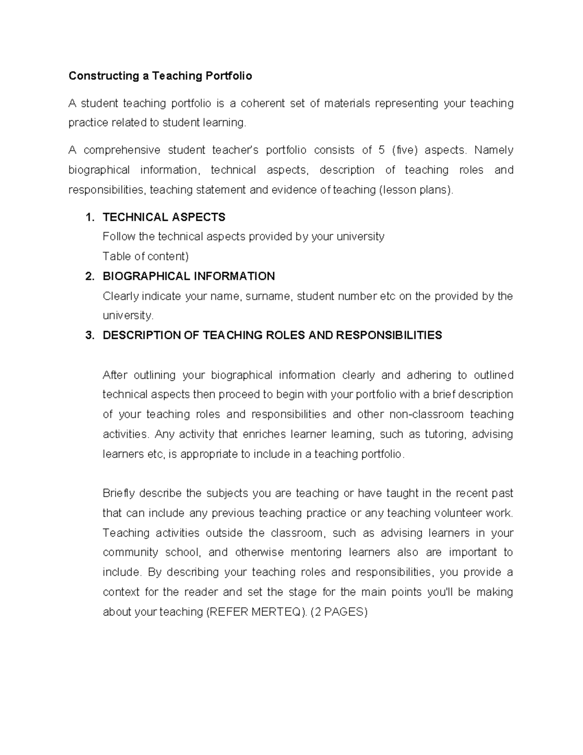 Constructing a Teaching Portfolio Manual - Constructing a Teaching ...