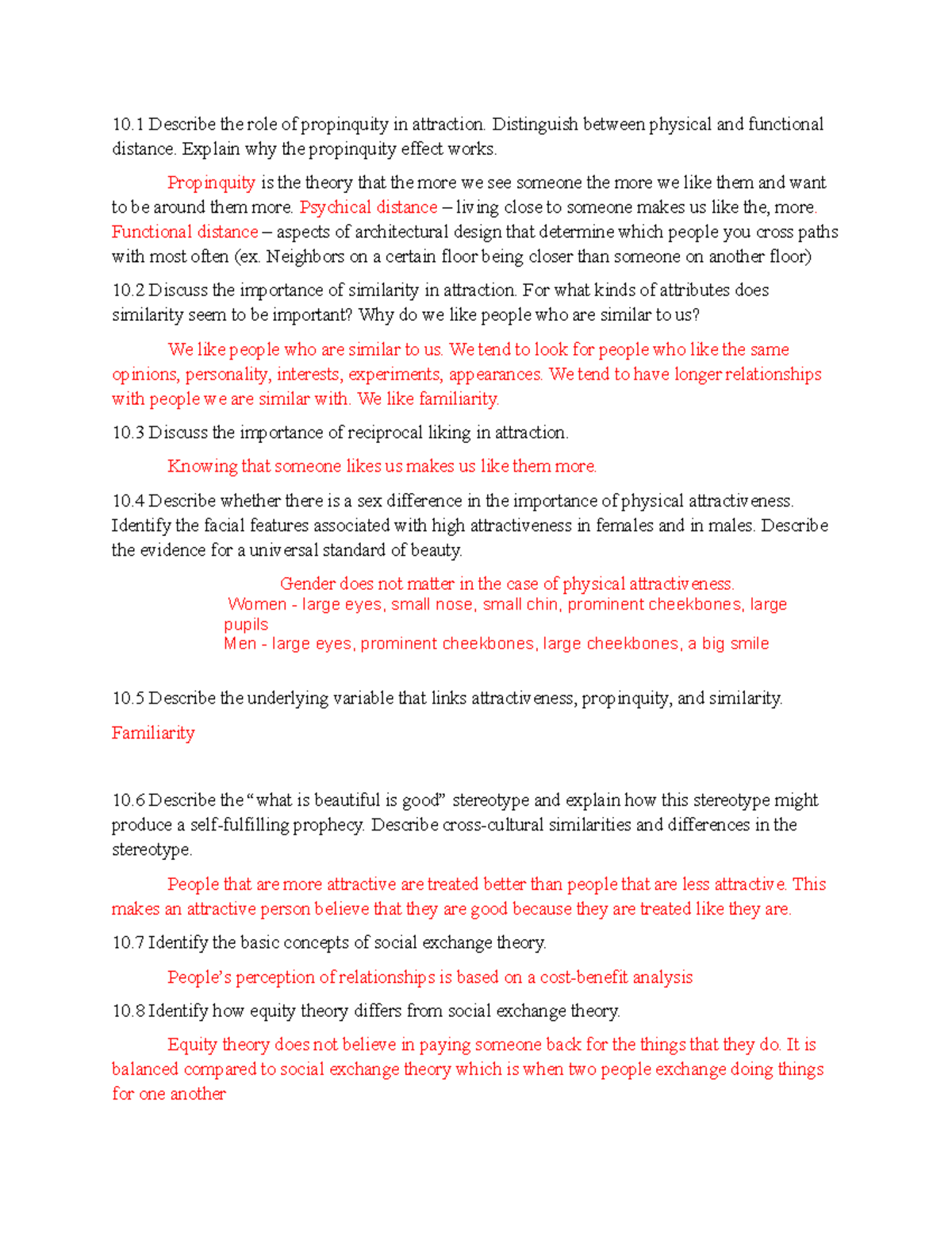 Review Questions Chapter 10 - 10 Describe the role of propinquity in ...