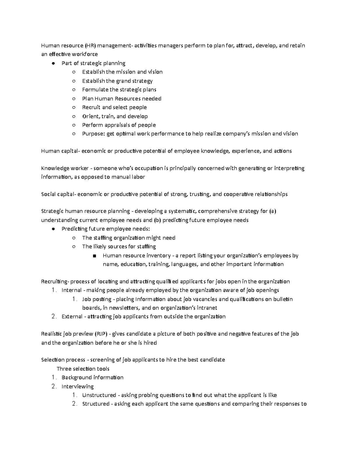 Chap 9 - Intro MGT - Human resource (HR) management- activities ...