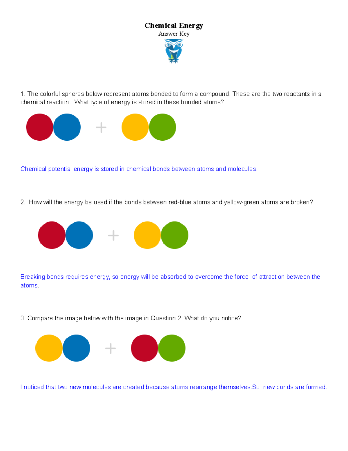 Chemical Energy - Answer Key - Chemical Energy Answer Key The colorful ...