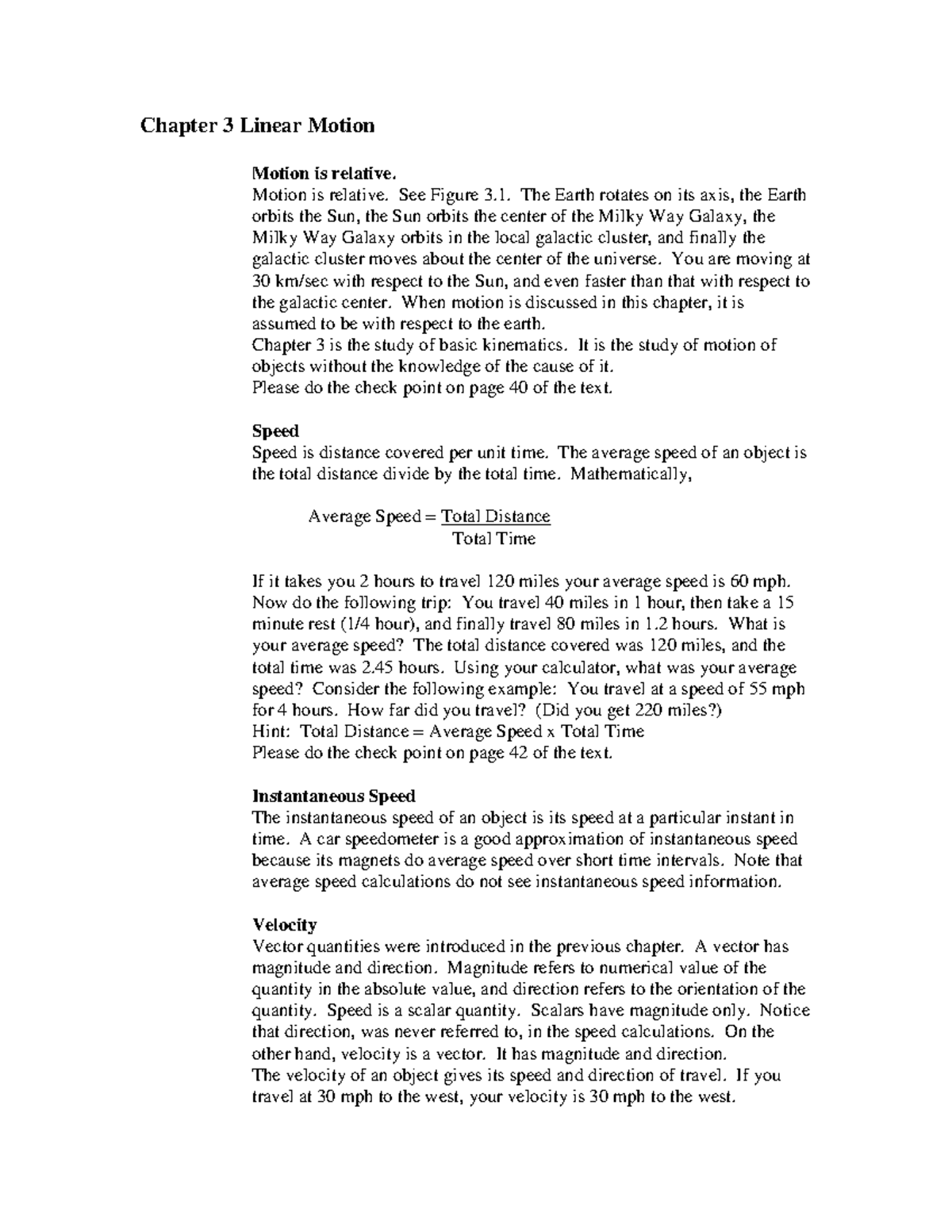 Chapter 03 Linear Motion - Chapter 3 Linear Motion Motion is relative. Motion is relative. See ...