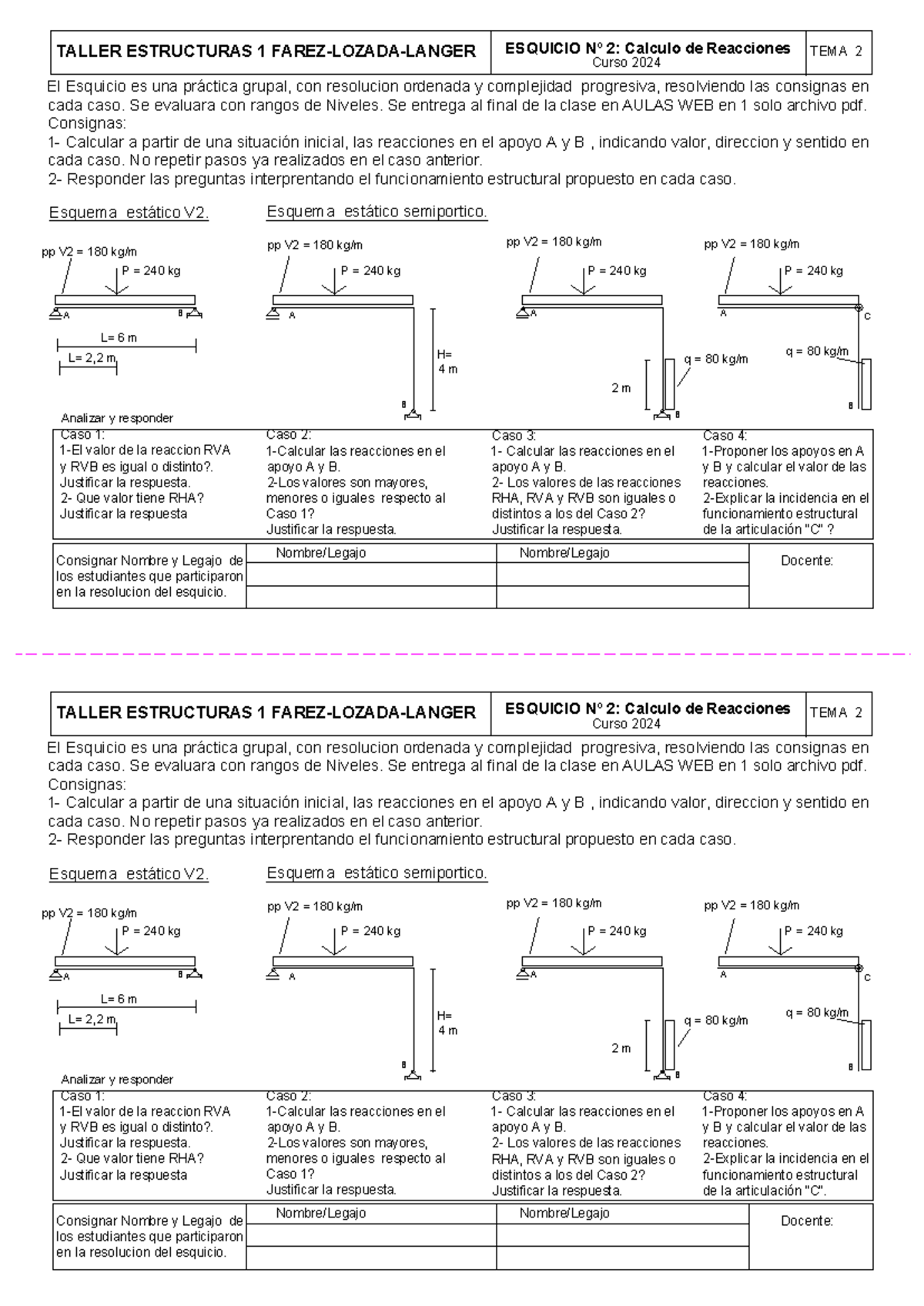 Esquicio 2-T2-2024 - repaso de esfuerzos internos - TALLER ESTRUCTURAS 1 FAREZ-LOZADA-LANGER ...
