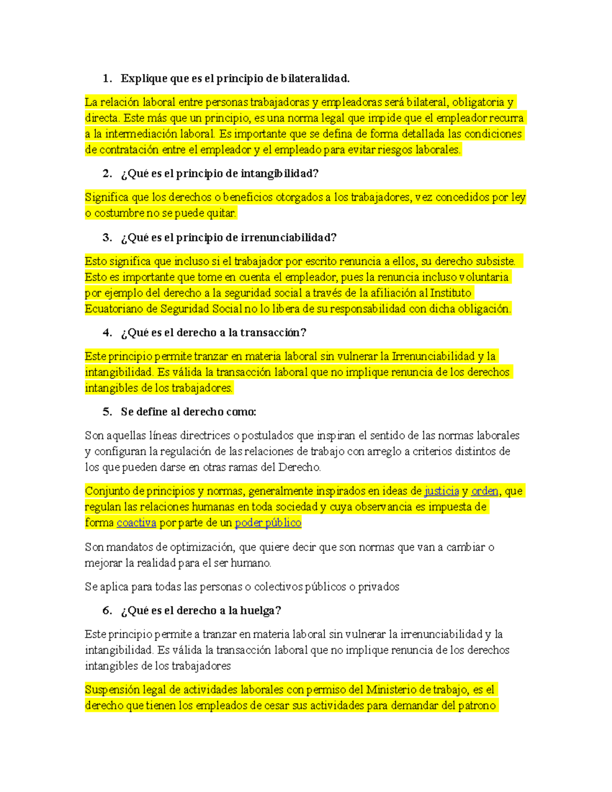 Evaluación 3 - Derechos individuales - Explique que es el principio de ...