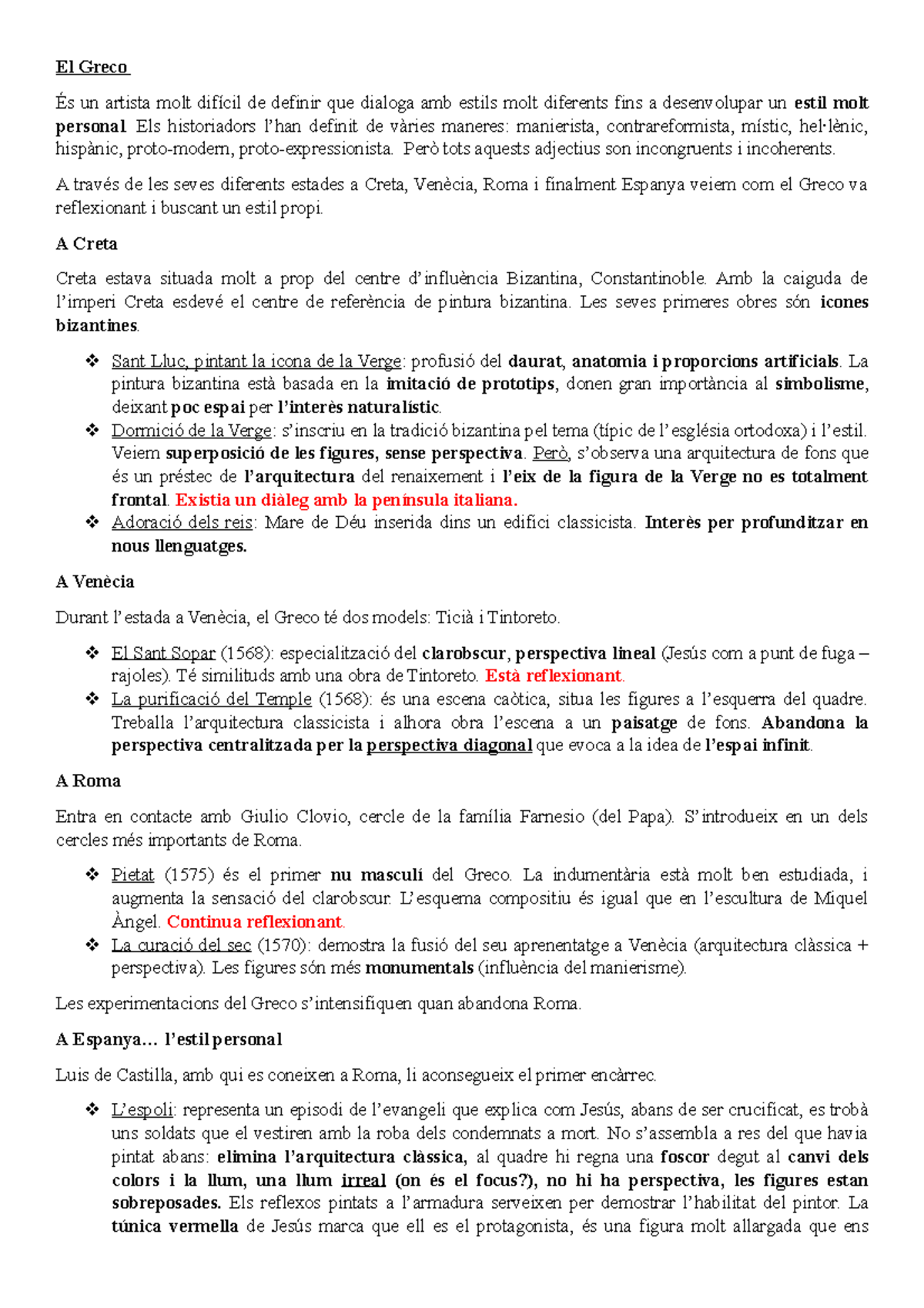 El Greco - apuntes clase - El Greco És un artista molt difícil de ...