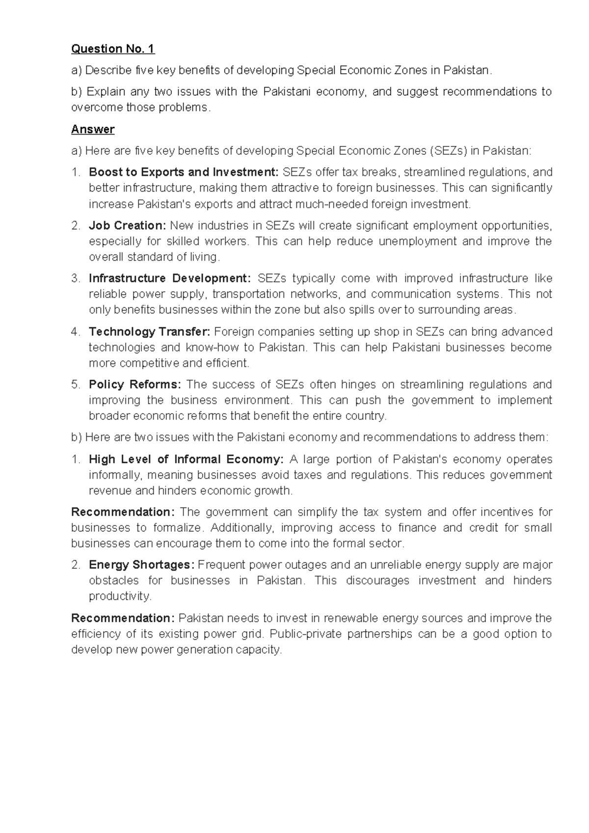EOP-Mid Term - Notes for exam - Question No. 1 a) Describe five key ...