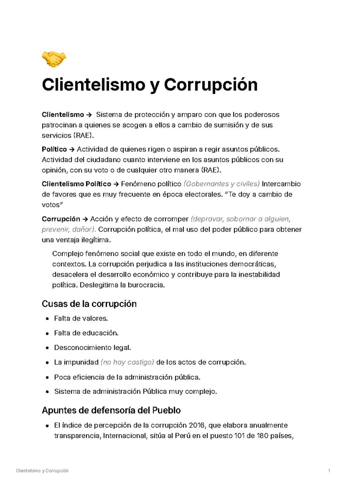 Clientelismo y Corrupción Perú - Clientelismo y Corrupción 1 🤝 ...