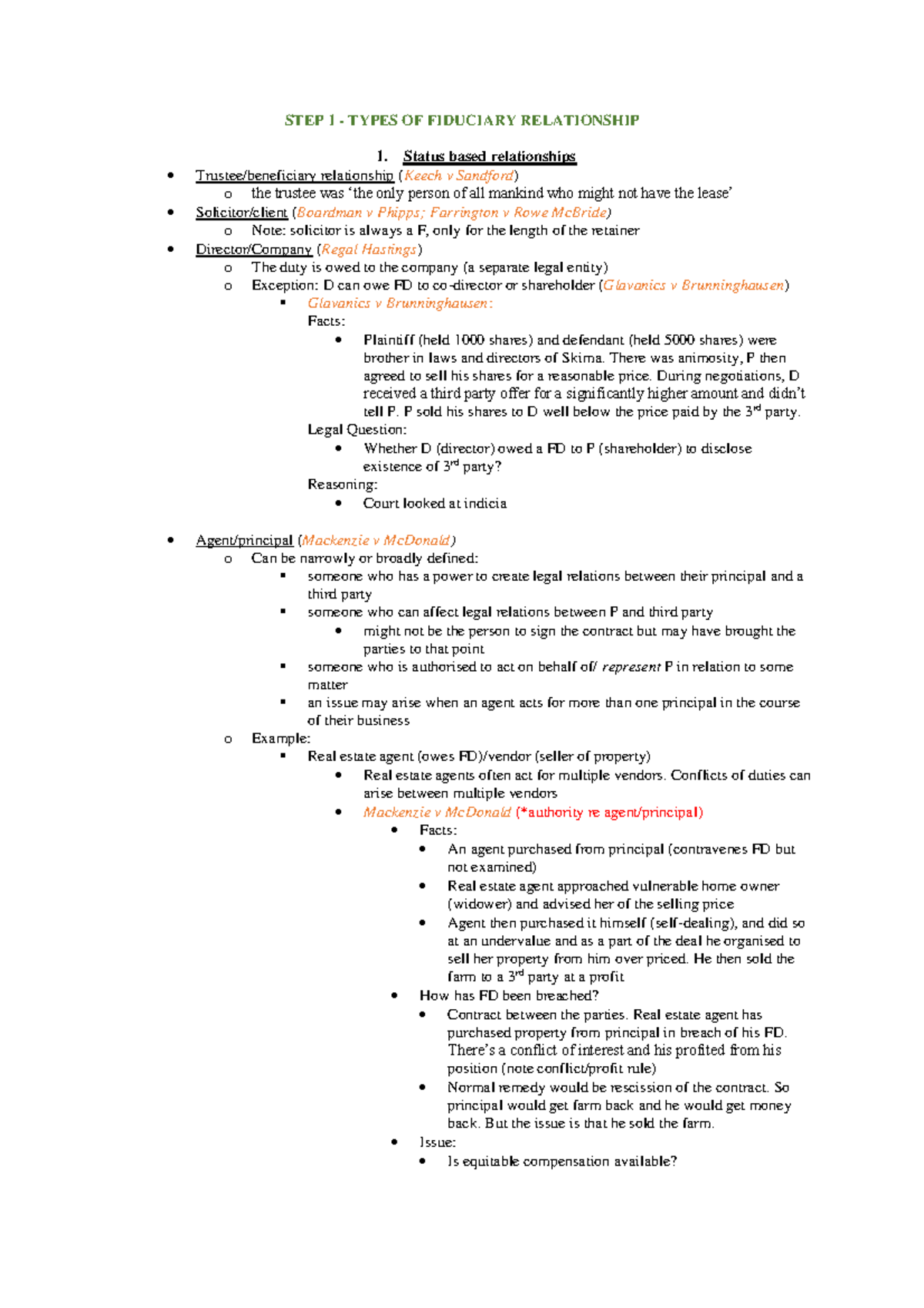 Types of Fiduciary obligations - laws2205 - STEP 1 - TYPES OF FIDUCIARY ...