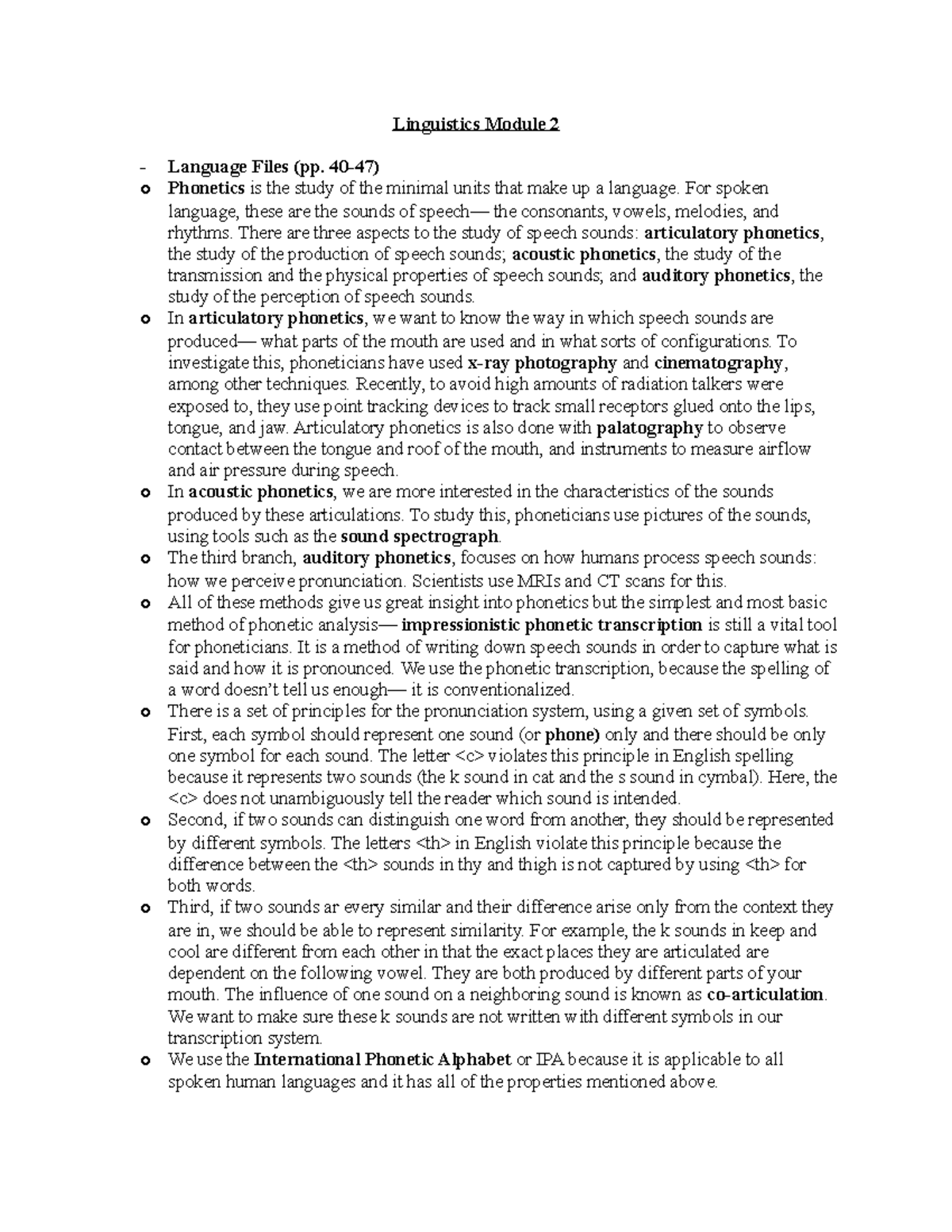 Linguistics Module 2 - Summary Language Files - Linguistics Module 2 ...