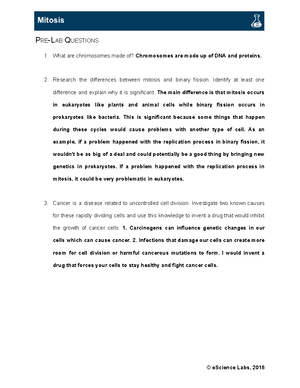 IB 1201 L09 Meiosis - Lab - BIO 103 - PRE-LAB QUESTIONS 1. Compare and ...