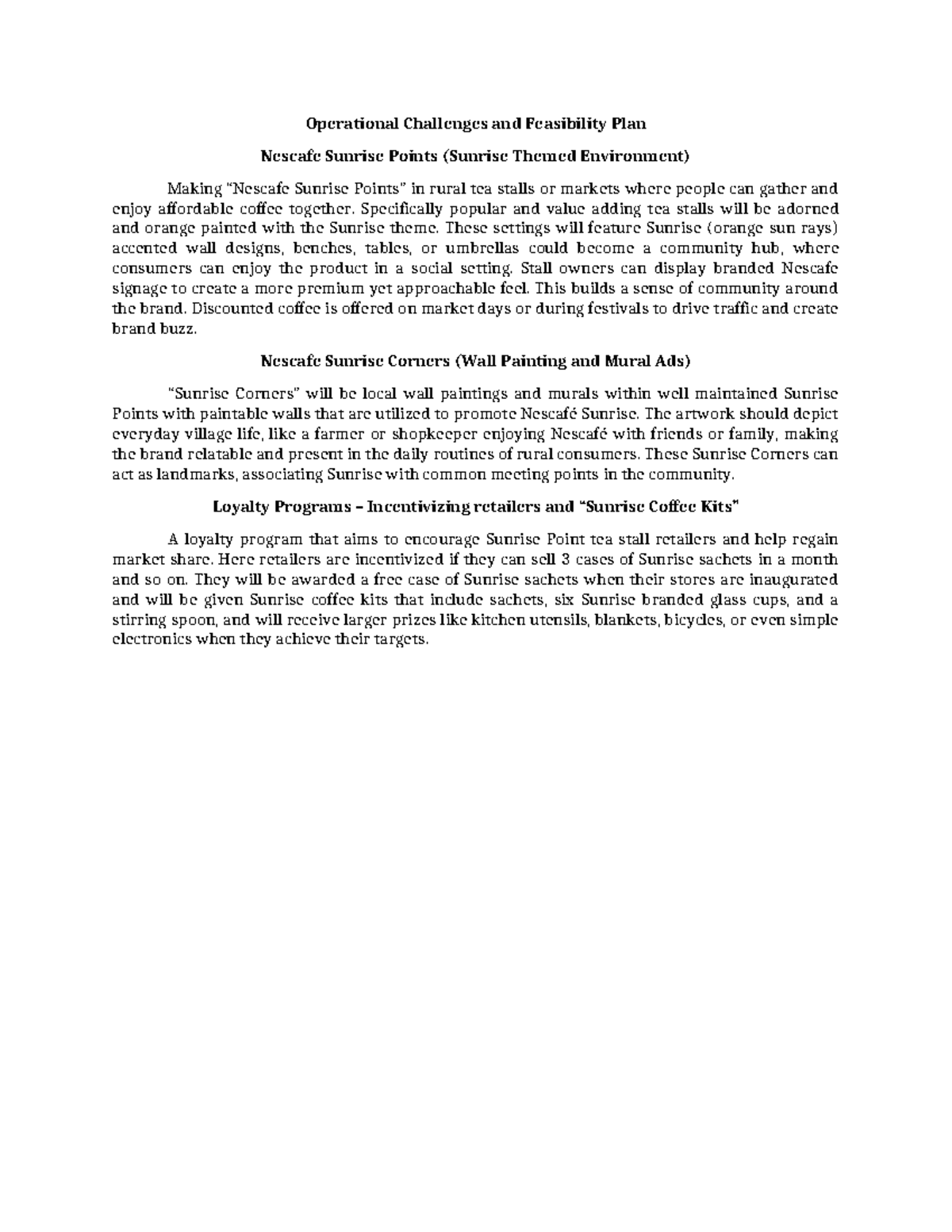 Operational Challenges and Feasability Plan - Operational Challenges ...