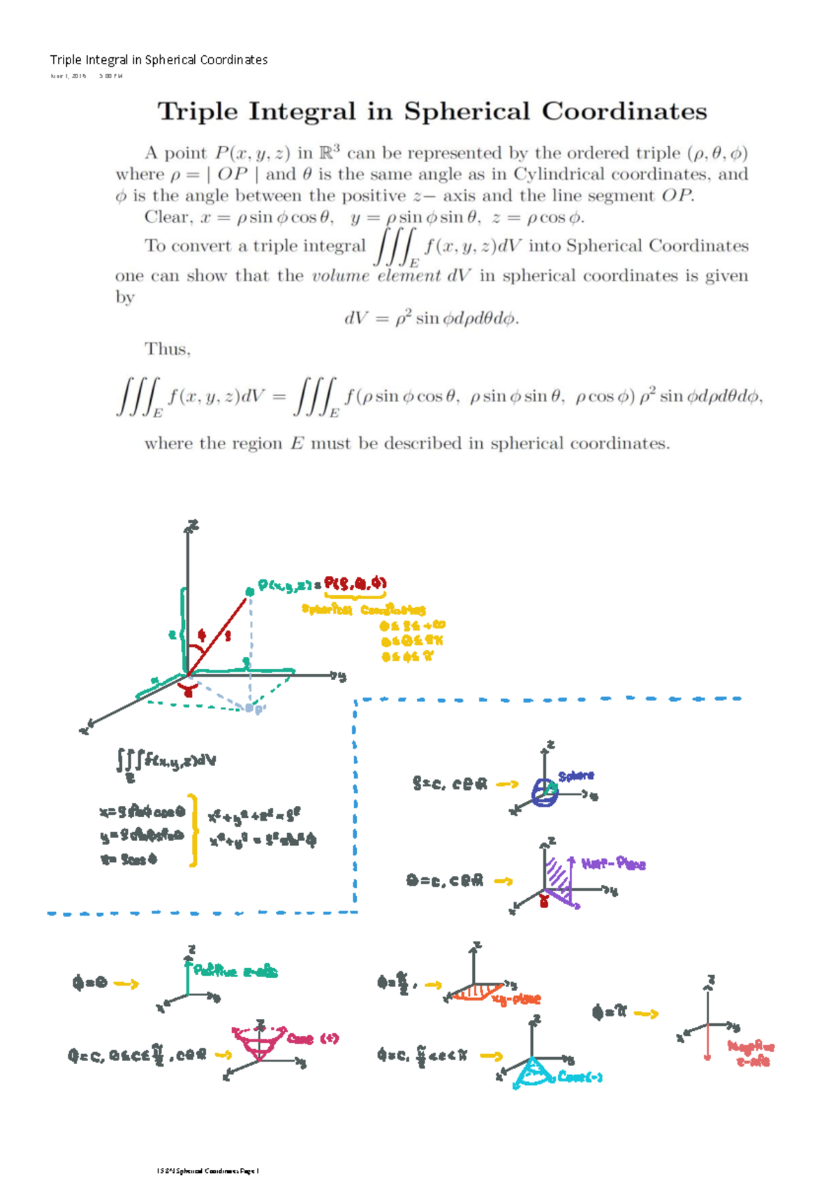 15.8, Spherical Coordinates - Triple Integral in Spherical Coordinates ...