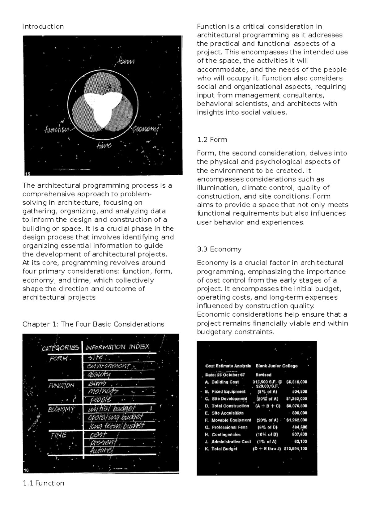 Theory of Architecture - Introduction The architectural programming ...