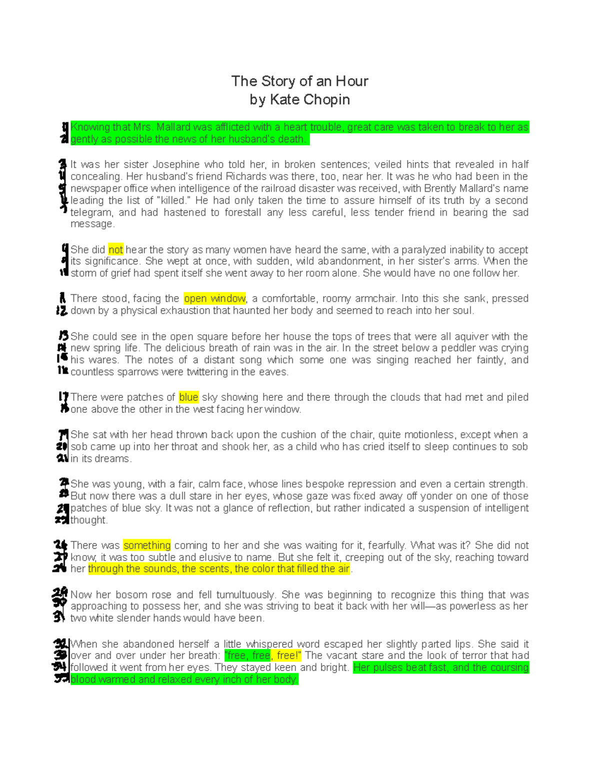 The Story of an Hour 2 - Matthew Stokes - The Story of an Hour by Kate ...