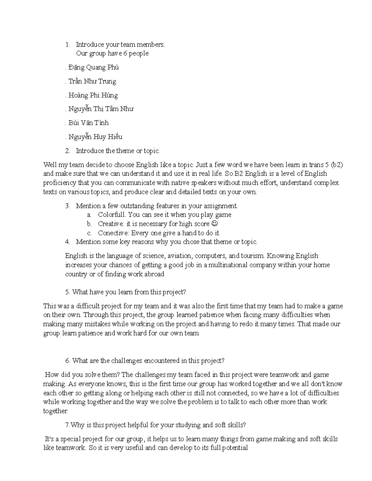 New Microsoft Word Document - Introduce your team members. Our group ...