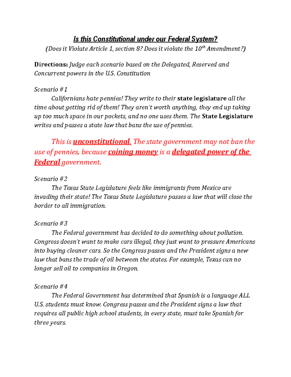 Is this Constitutional Under Our Federal System - Is this ...