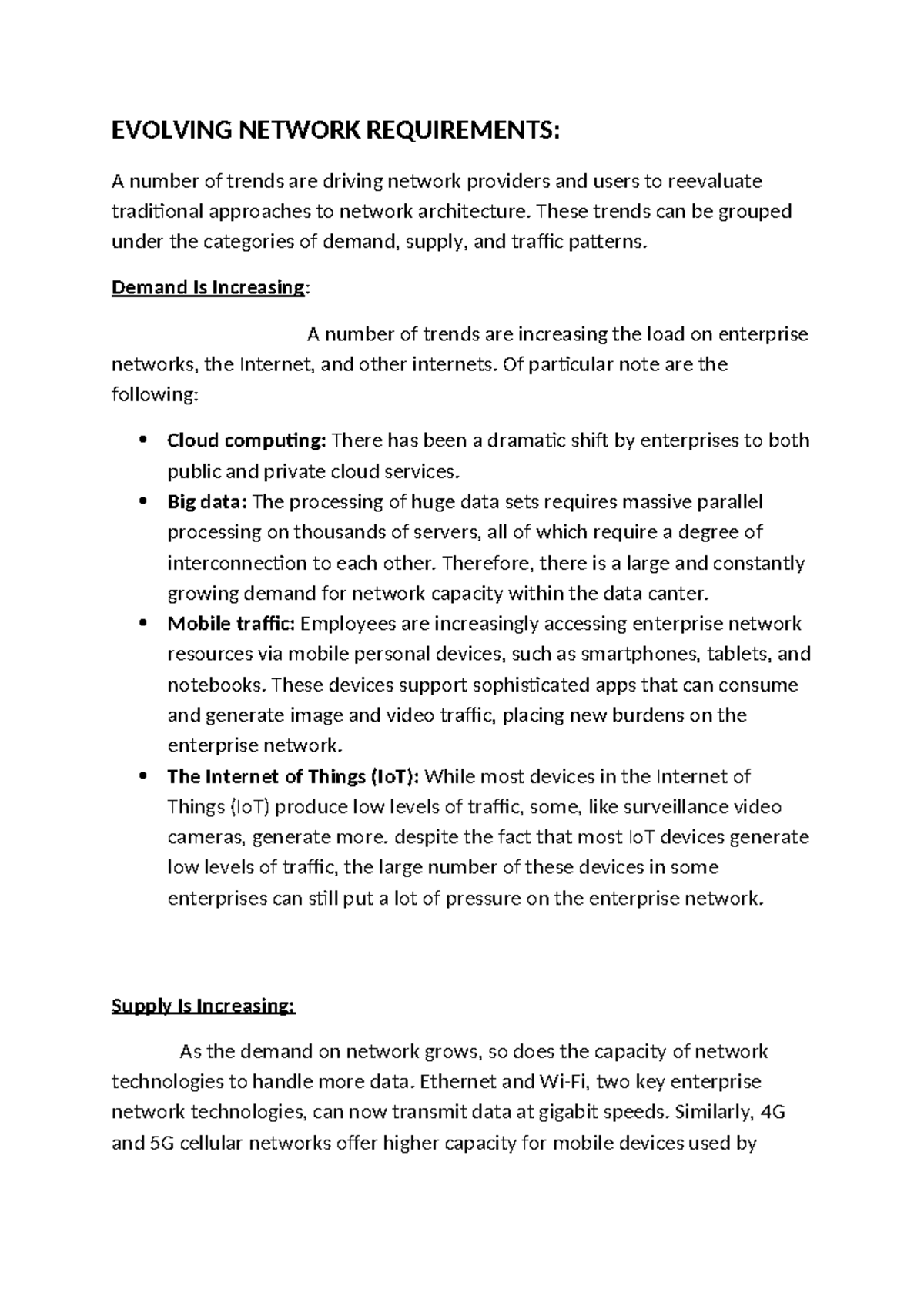 SDN - EVOLVING NETWORK REQUIREMENTS: A number of trends are driving ...
