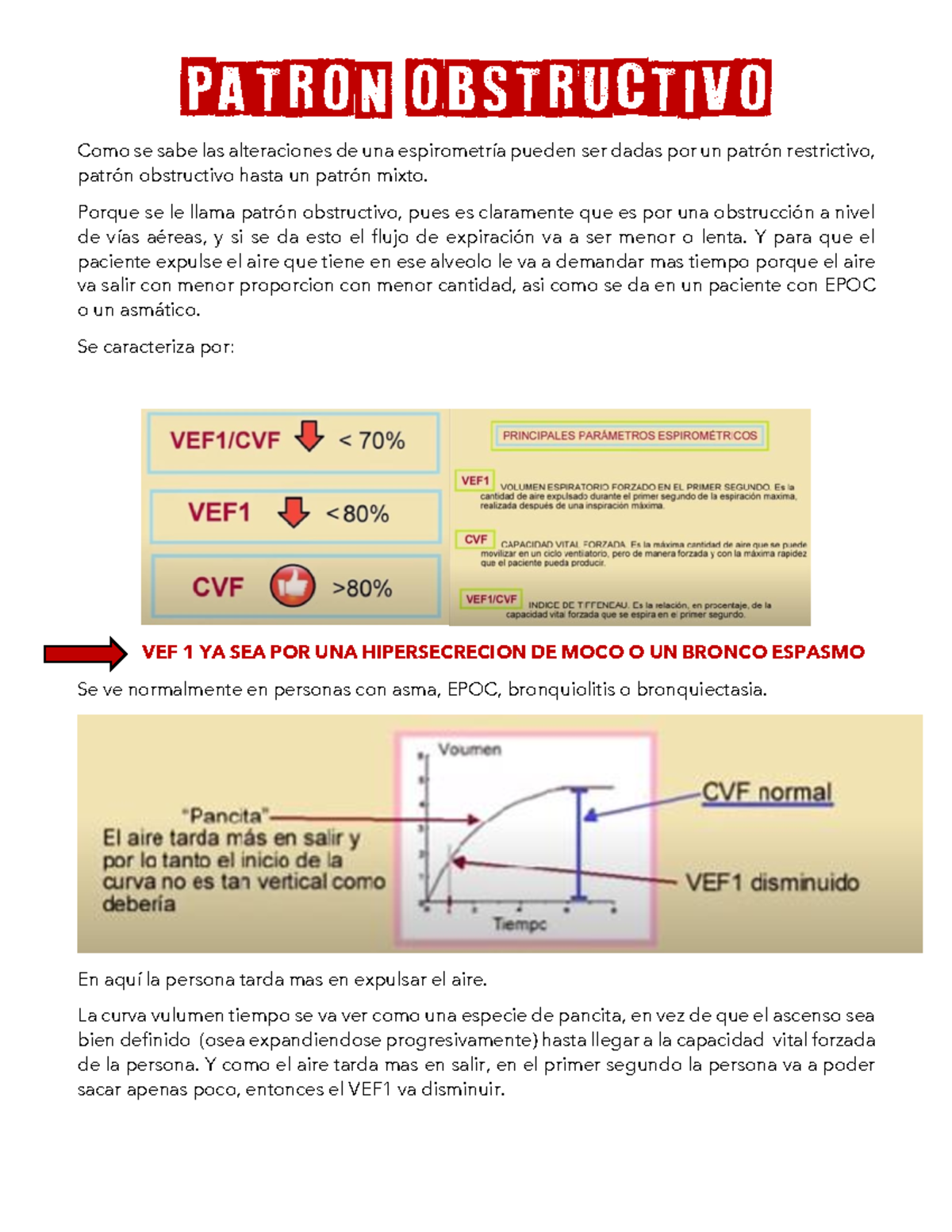 Patron Obstructivo - PATRON OBSTRUCTIVO Como se sabe las alteraciones ...