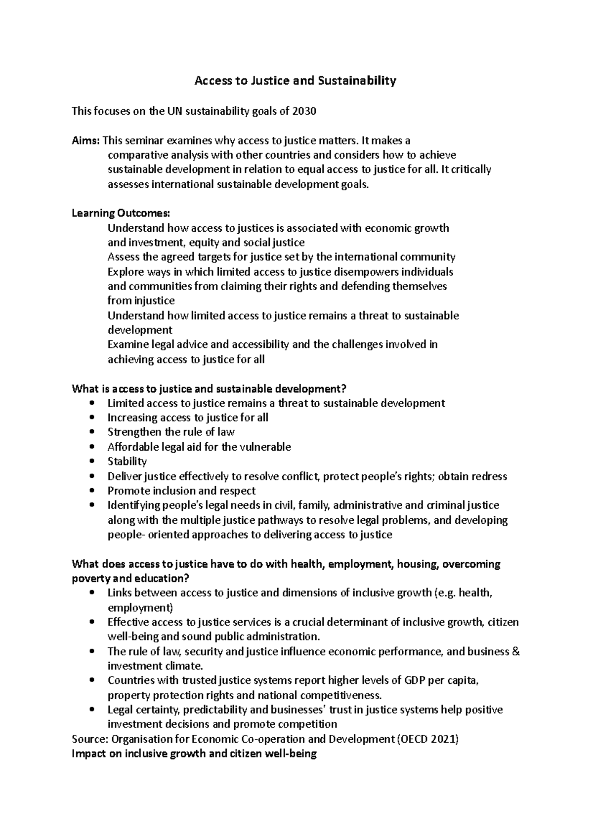 Access to Justice and Sustainability - It makes a comparative analysis ...