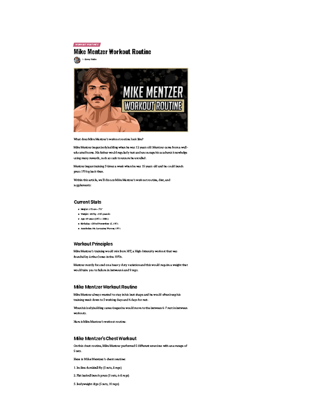 MIKE Mentzer HIGH Intensity Program - Mike Mentzer Workout Routine ...