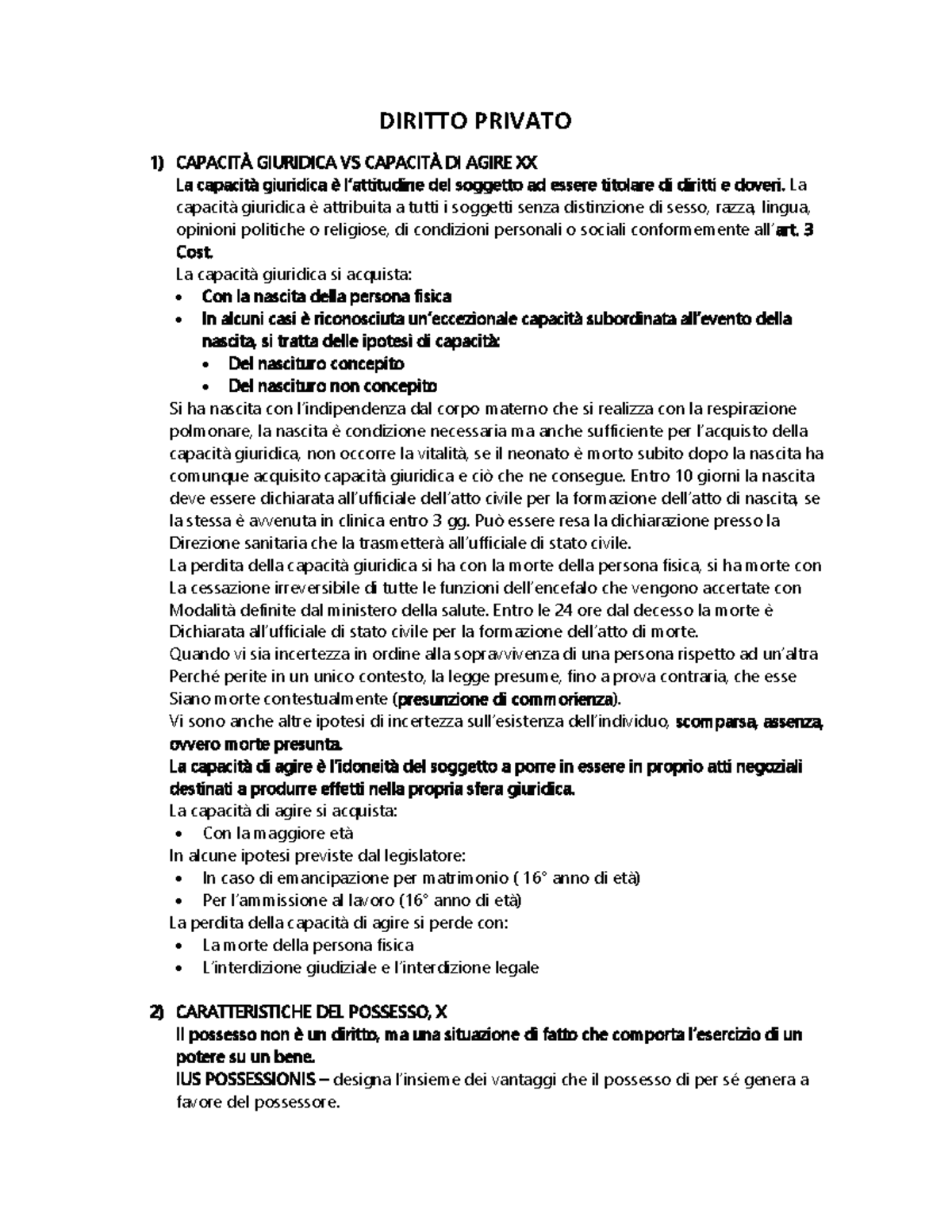 Diritto Privato Domande E Risposte - DIRITTO PRIVATO 1) CAPACITÀ GIURIDICA VS CAPACITÀ DI AGIRE ...
