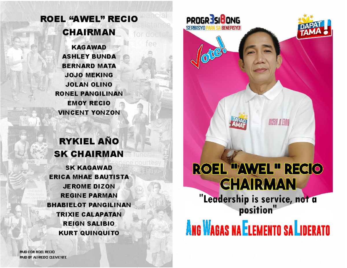 Flyers V2 - dhsjkfhsafhahfkahfaf - ROEL “AWEL” RECIO CHAIRMAN KAGAWAD ...