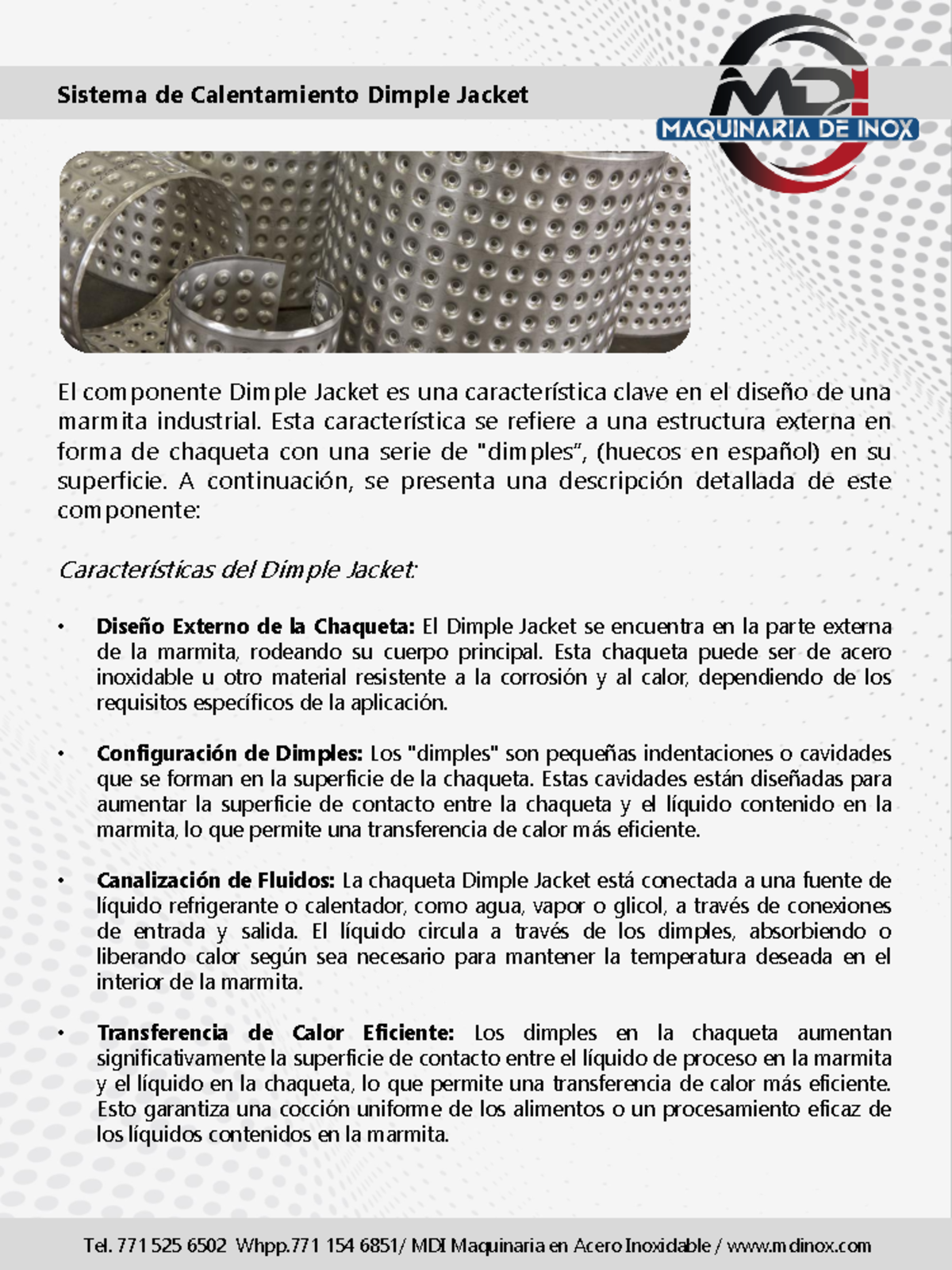 Qué es el Dimple Jacket - El componente Dimple Jacket es una ...